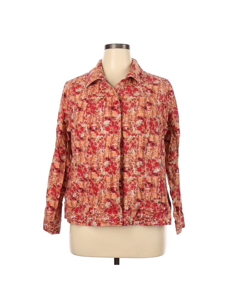 Cj Banks 100% Cotton Floral Colored Pink Jacket Size 1X (Plus) - 73% ...