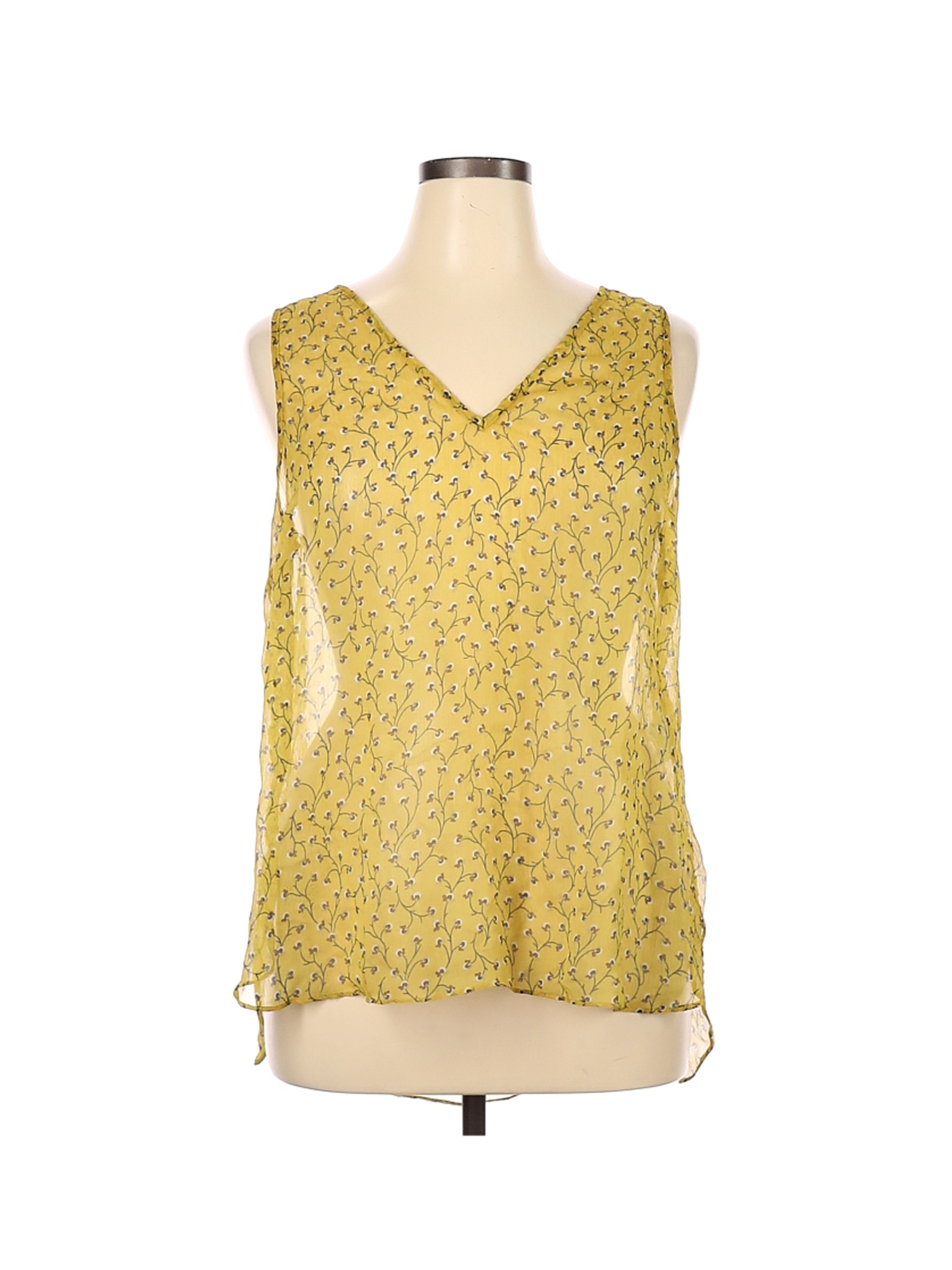 Old Navy 100 Polyester Floral Yellow Sleeveless Blouse Size Xl 47