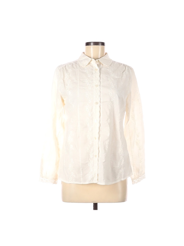 Assorted Brands 100% Cotton Solid Ivory Long Sleeve Button-Down Shirt Size M - 63% off | thredUP