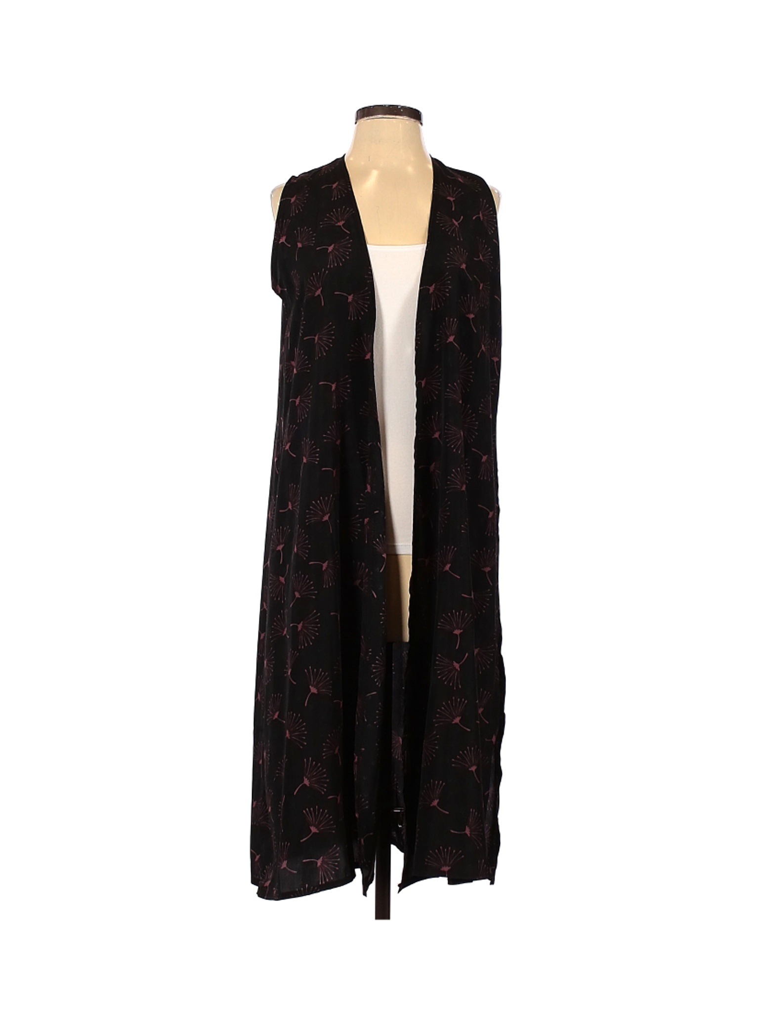 Lularoe 100 Polyester Floral Color Block Black Kimono Size S 82 Off
