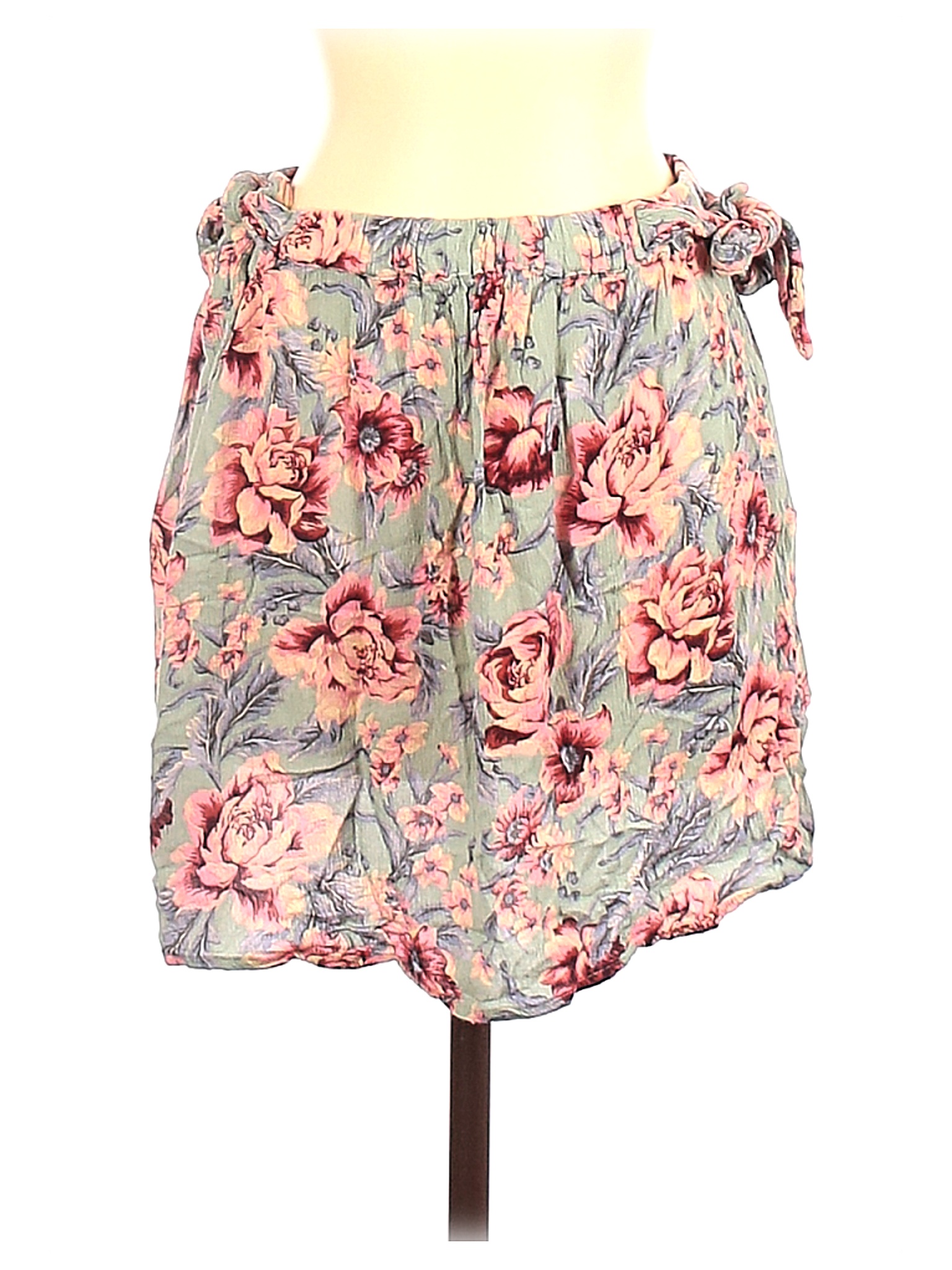 American Eagle Outfitters 100 Viscose Floral Multi Color Green Casual