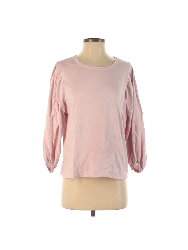 Universal Thread 100% Cotton Solid Pink Long Sleeve Top Size S - 66% ...