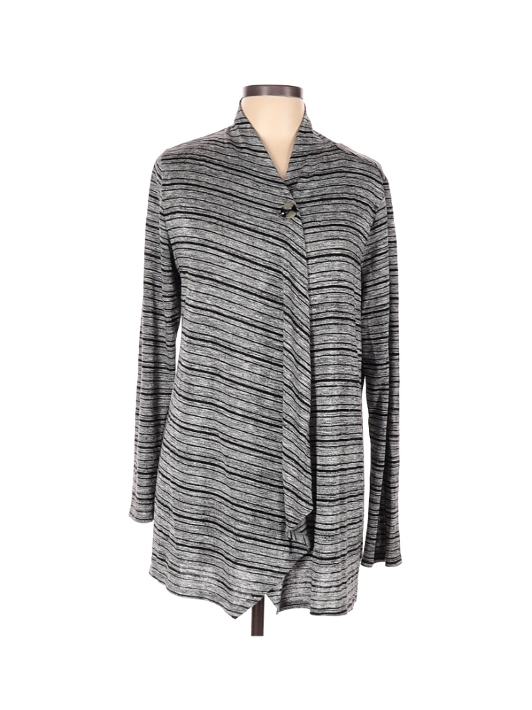 AB Studio Stripes Gray Cardigan Size L - 85% off | thredUP