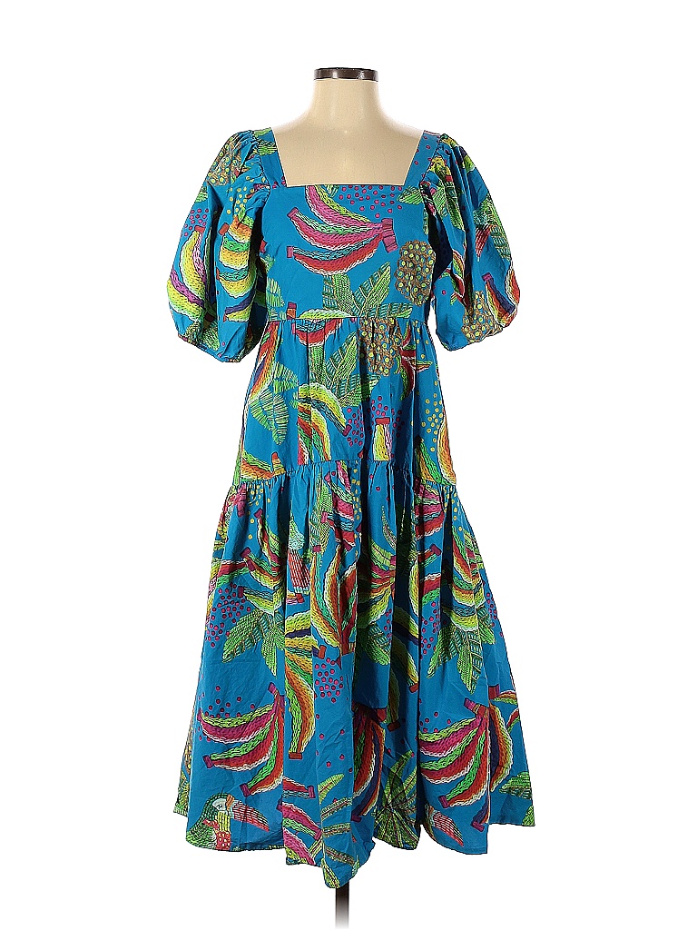 FARM Rio 100% Cotton Blue Blue Banana Midi Dress Size M - 65% off | thredUP