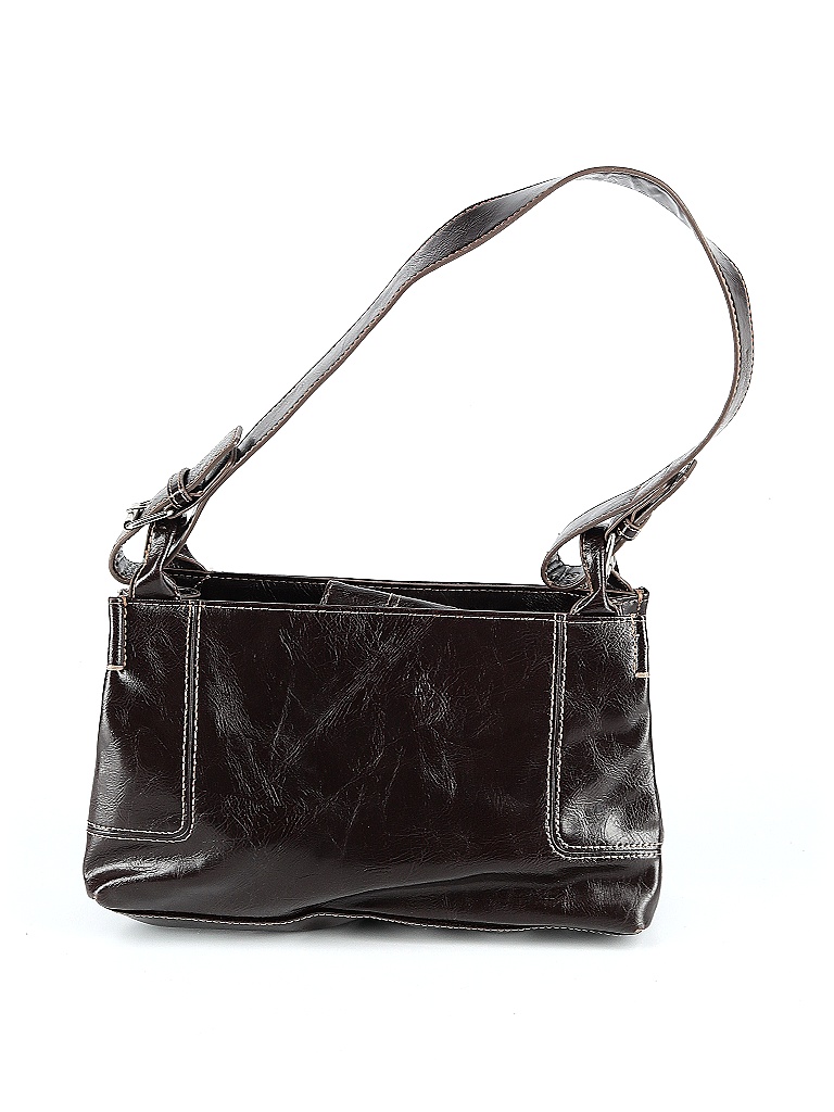 Nine & Co. 100% Leather Solid Black Brown Leather Shoulder Bag One Size ...