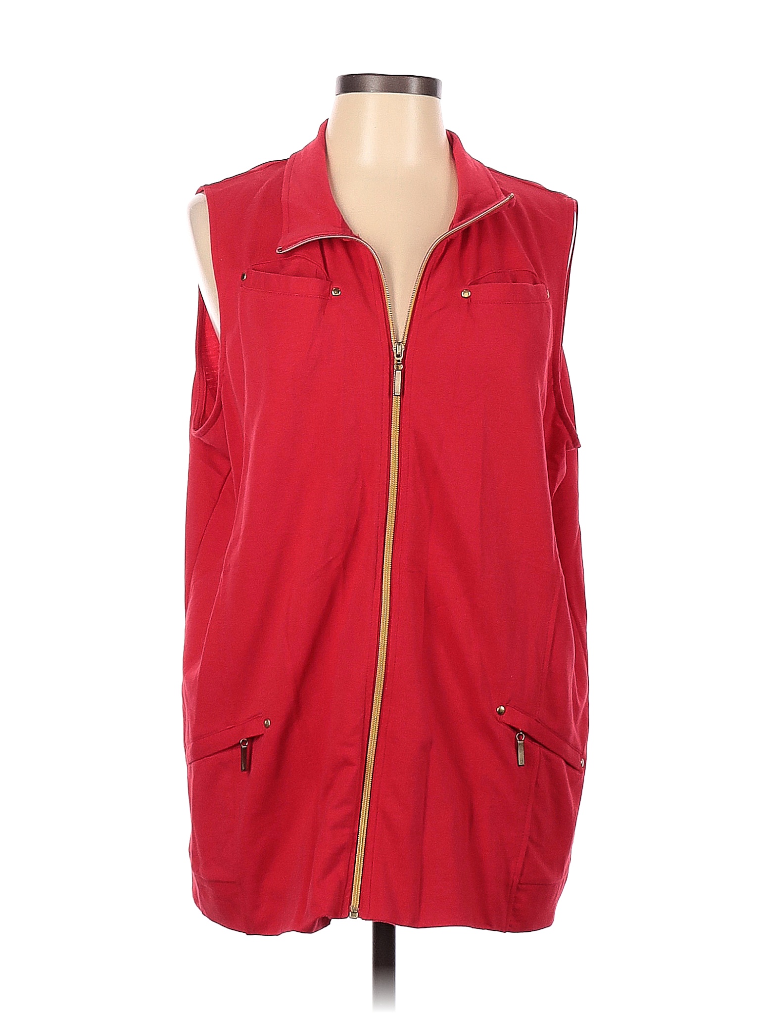 Quacker Factory Solid Red Vest Size L - 86% off | thredUP