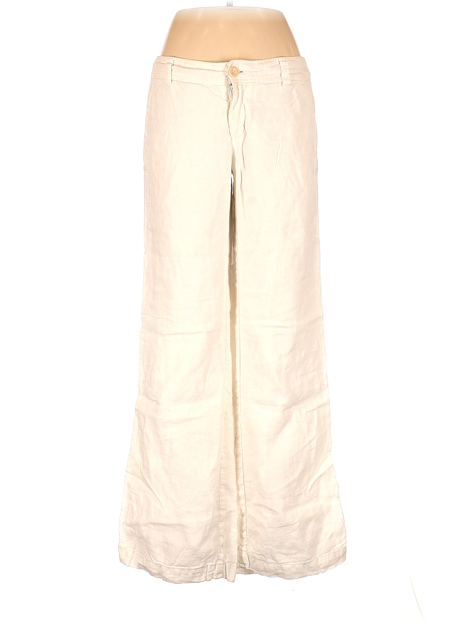 Gap 100% Linen Solid Ivory Linen Pants Size 4 - 80% off | thredUP