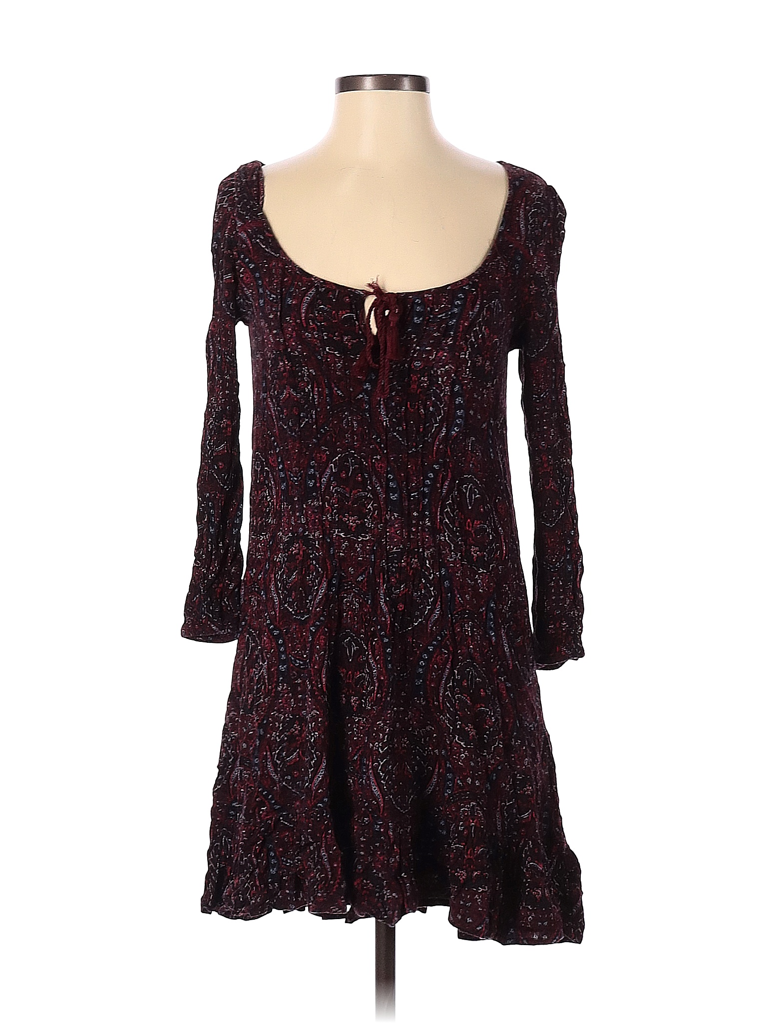 American Eagle Outfitters 100 Viscose Multi Color Burgundy Casual