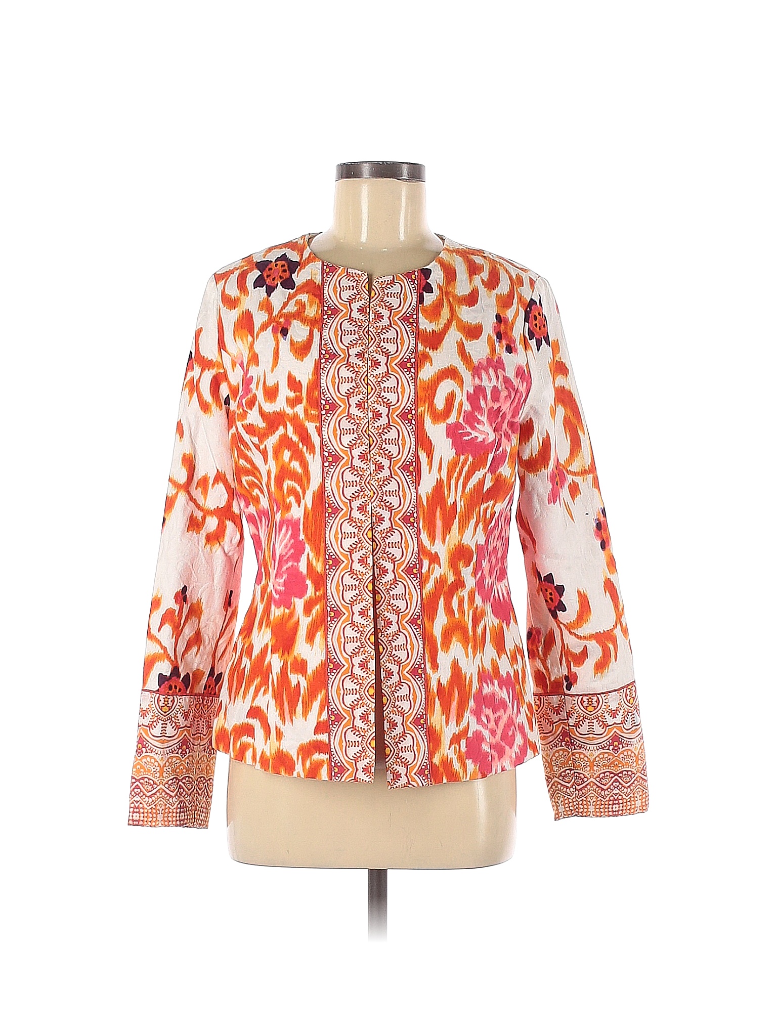 Peck & Peck 100% Cotton Floral Orange Jacket Size M - 84% off | thredUP