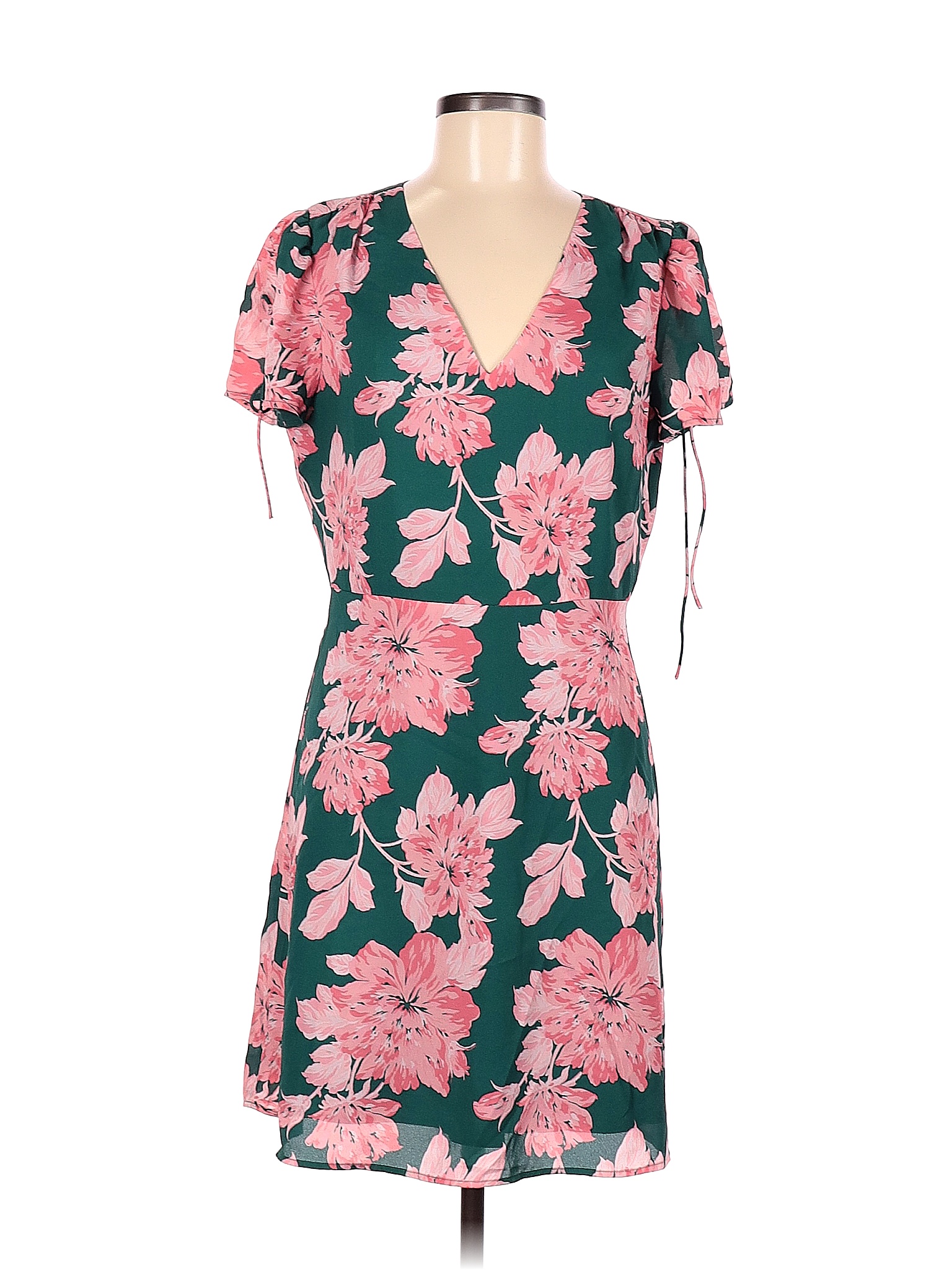 J Crew Mercantile 100 Polyester Floral Multi Color Teal Casual Dress