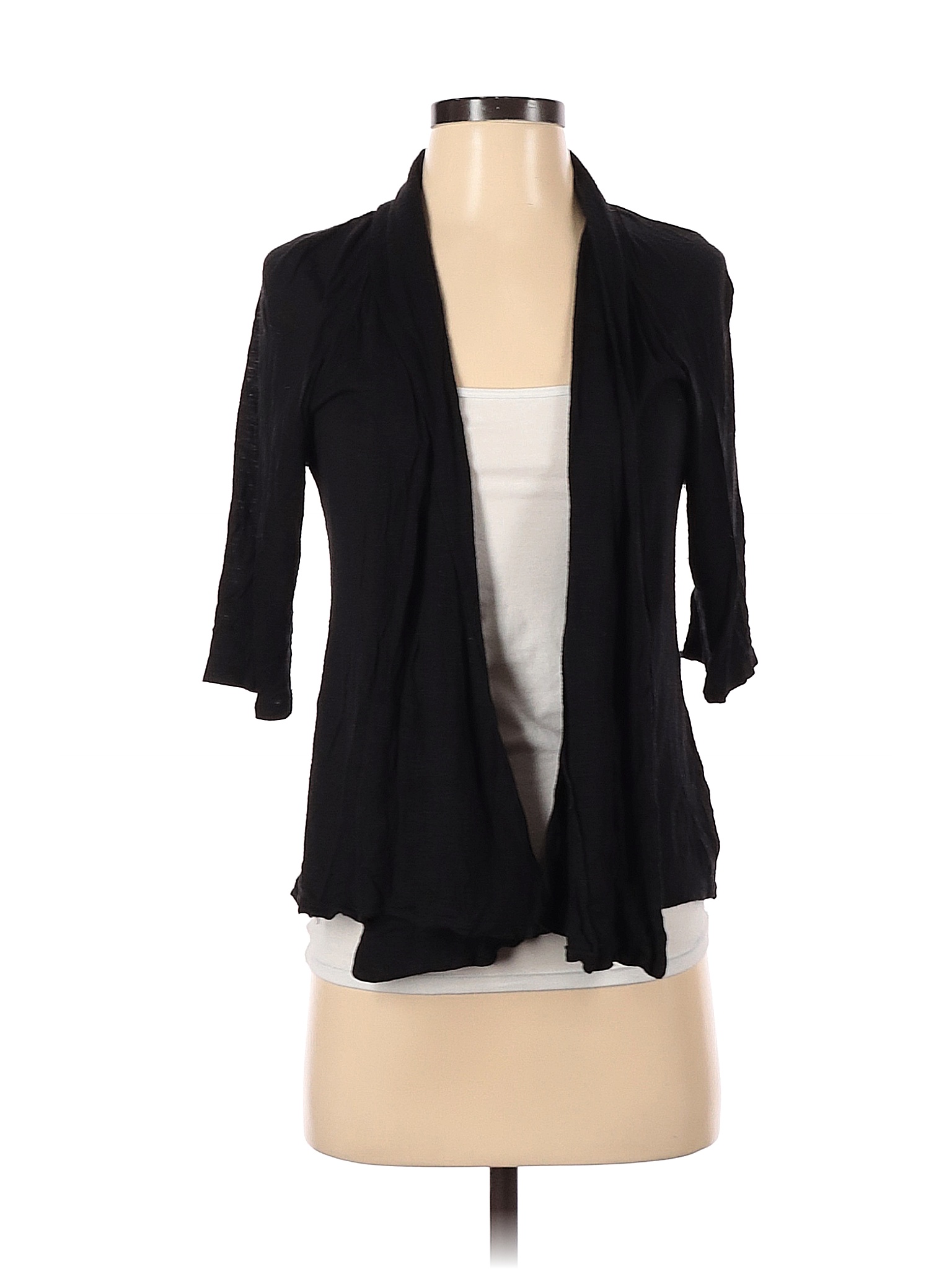 AB Studio 100% Rayon Solid Color Block Black Cardigan Size S - 85% off ...