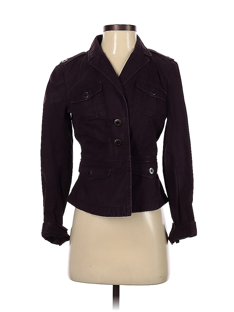 Ann Taylor LOFT 100% Cotton Solid Purple Jacket Size 2 - 95% off | thredUP