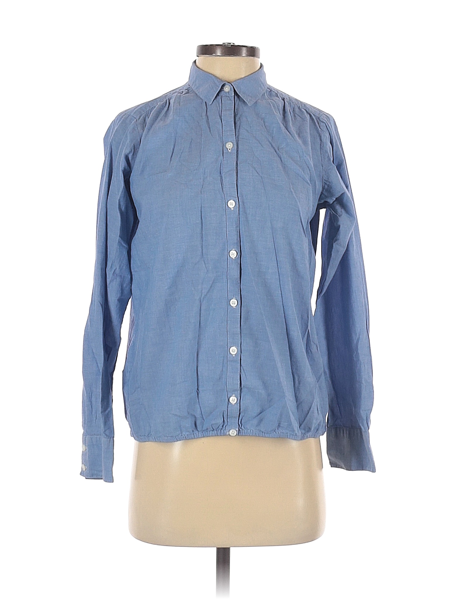 Ann Taylor LOFT 100% Cotton Blue Long Sleeve Button-Down Shirt Size S - 83% off | ThredUp