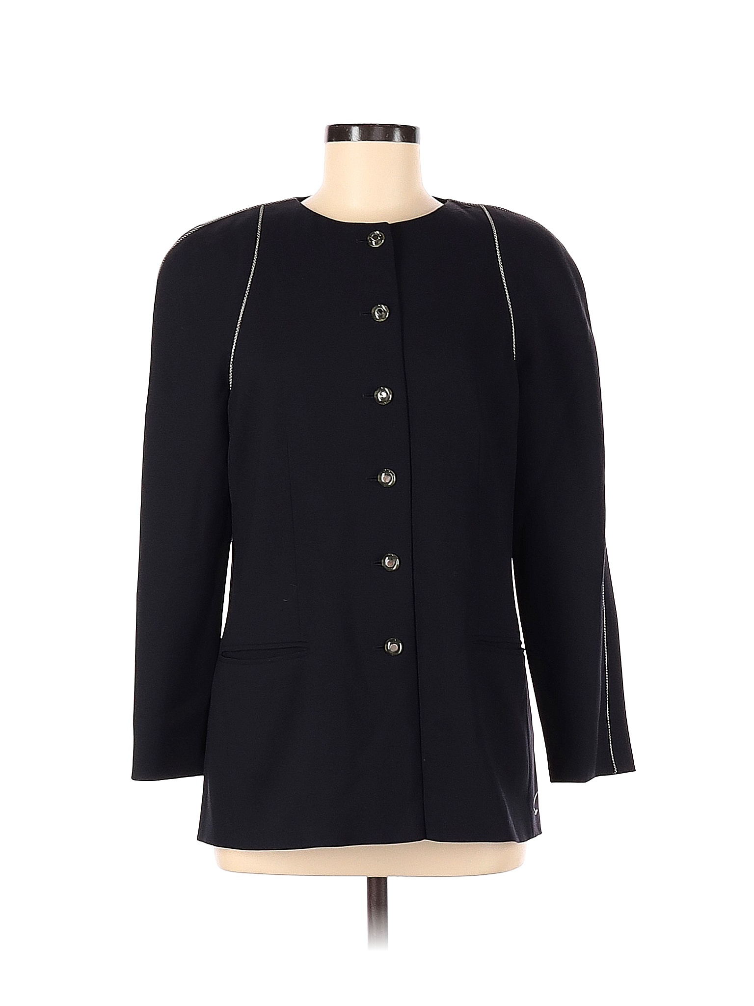 Escada by Margaretha Ley 100% Virgin Wool Solid Black Jacket Size 38 ...