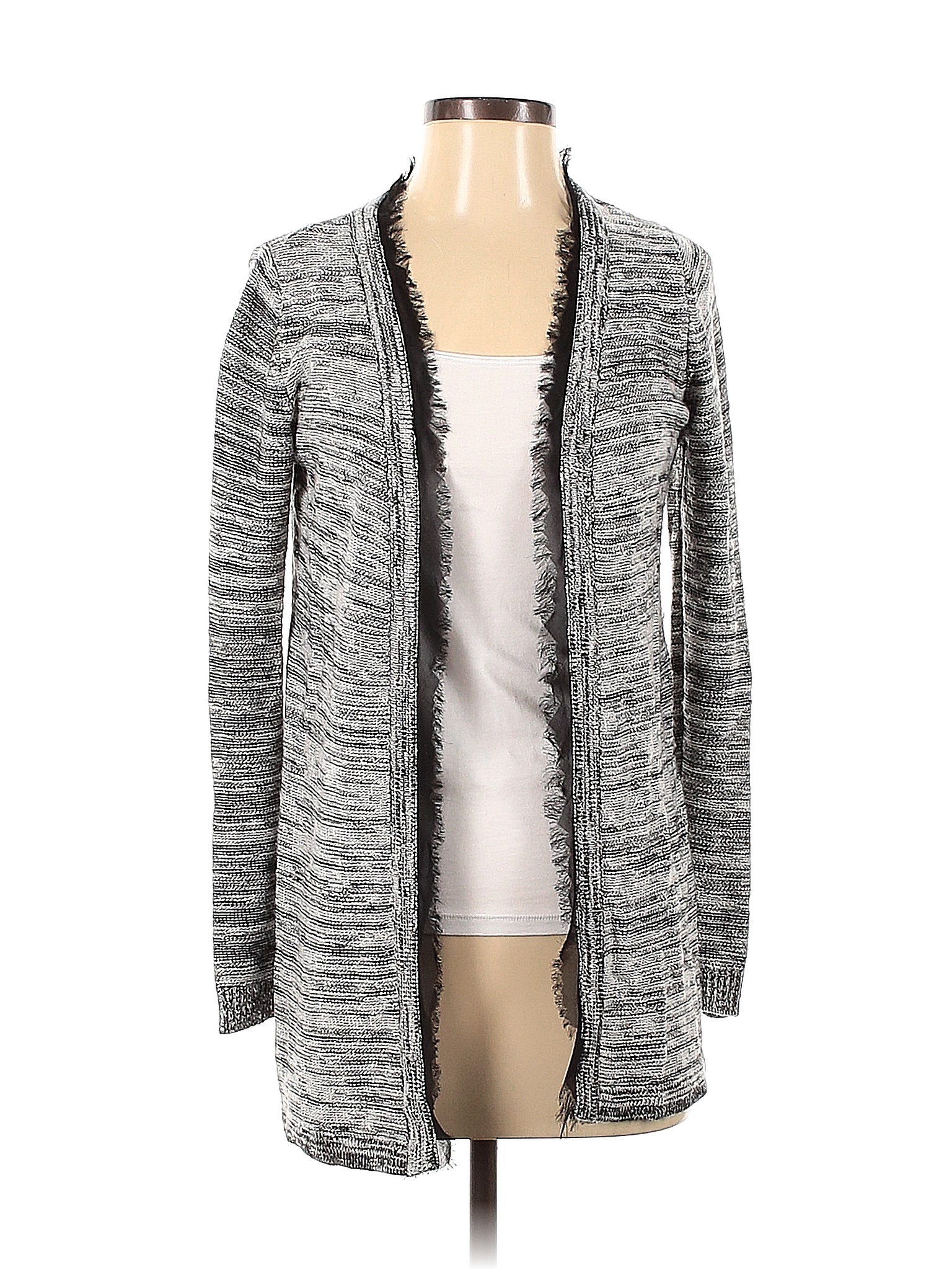 AB Studio 100% Acrylic Color Block Gray White Cardigan Size XS - 76% ...