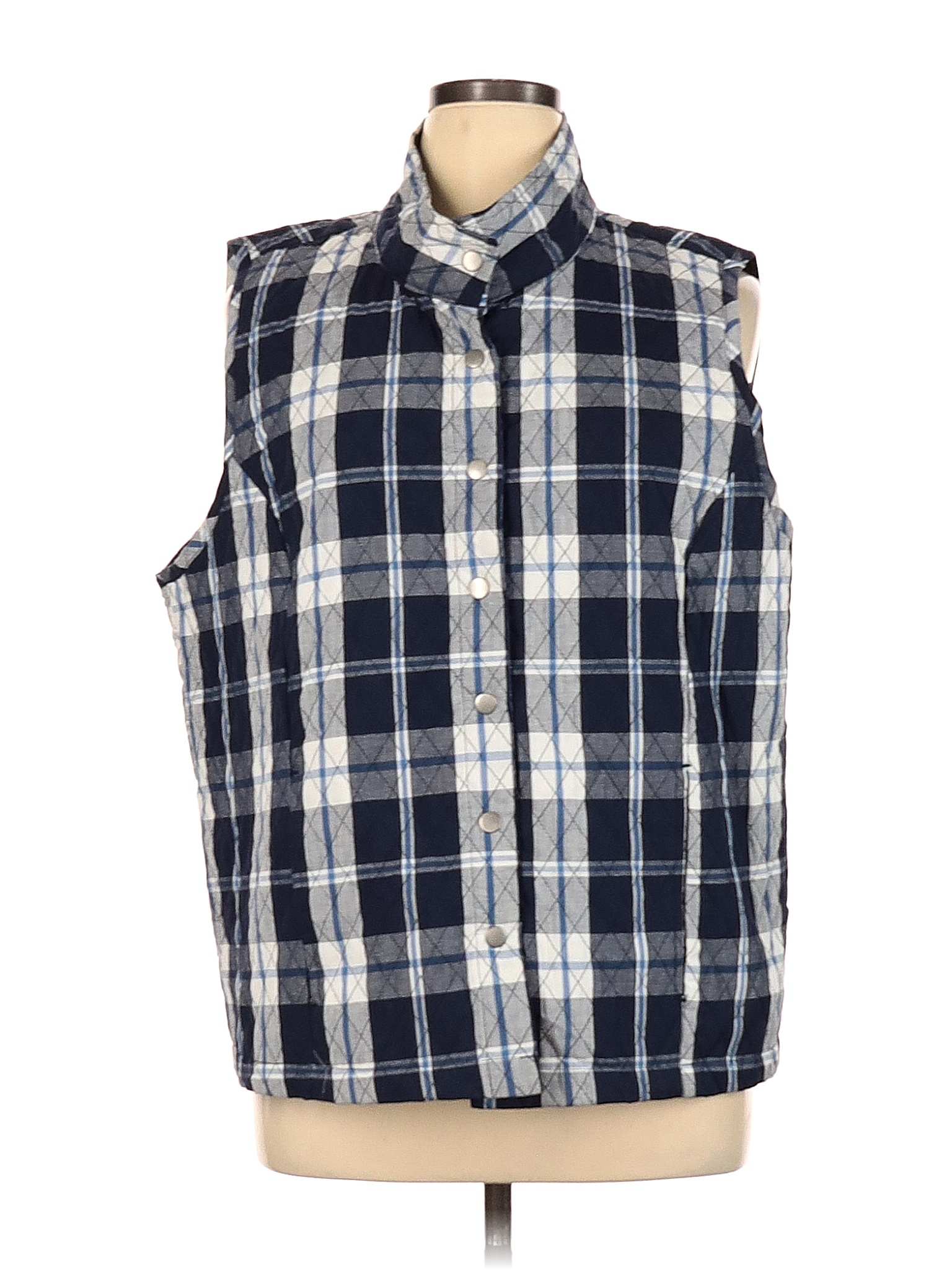 Baxter & Wells Plaid Blue Vest Size 1X (Plus) - 36% off | thredUP