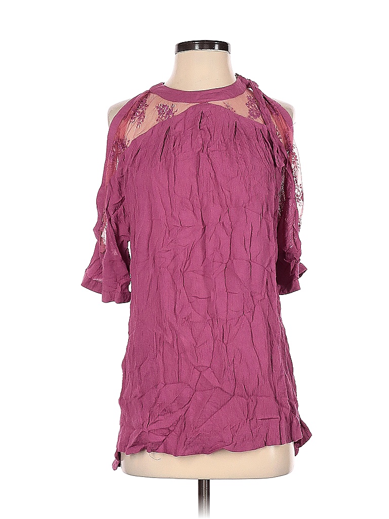 Free People 100 Rayon Solid Purple Long Sleeve Blouse Size Xs 88