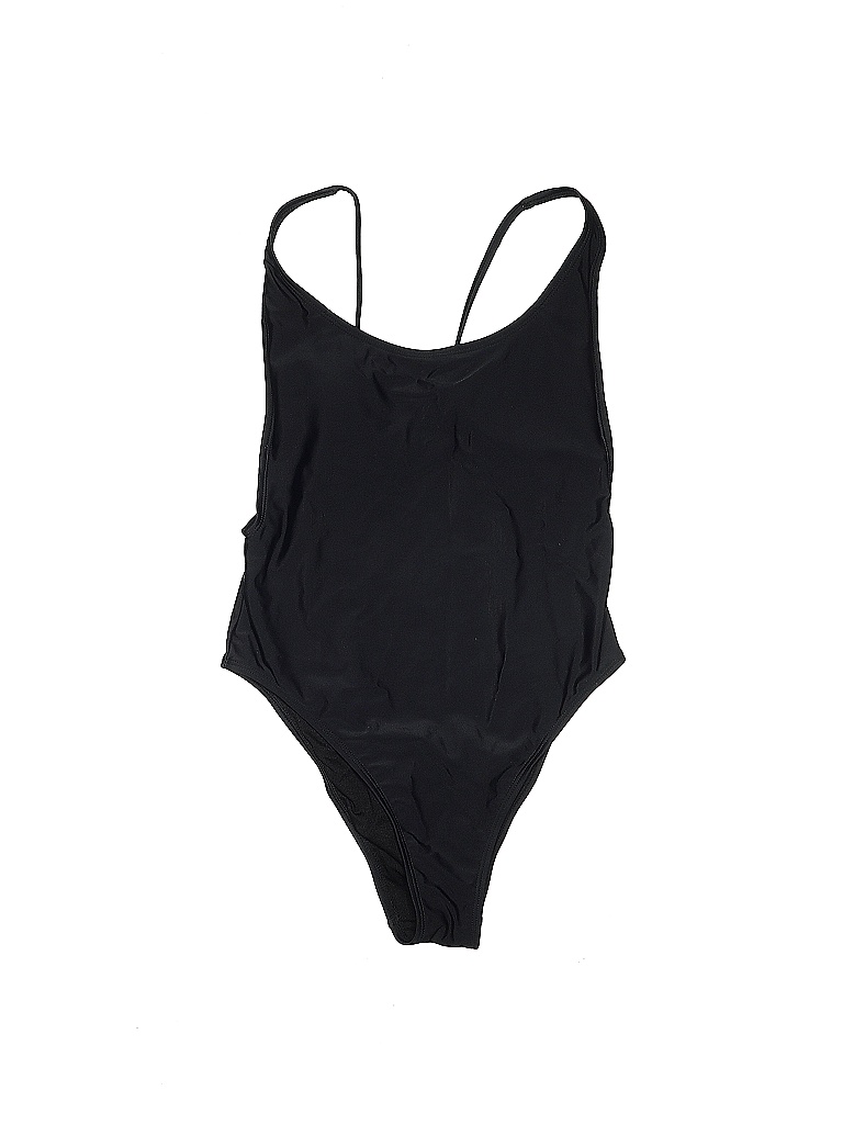 Xhilaration 100 Recycled Plastic Solid Black One Piece Swimsuit Size S