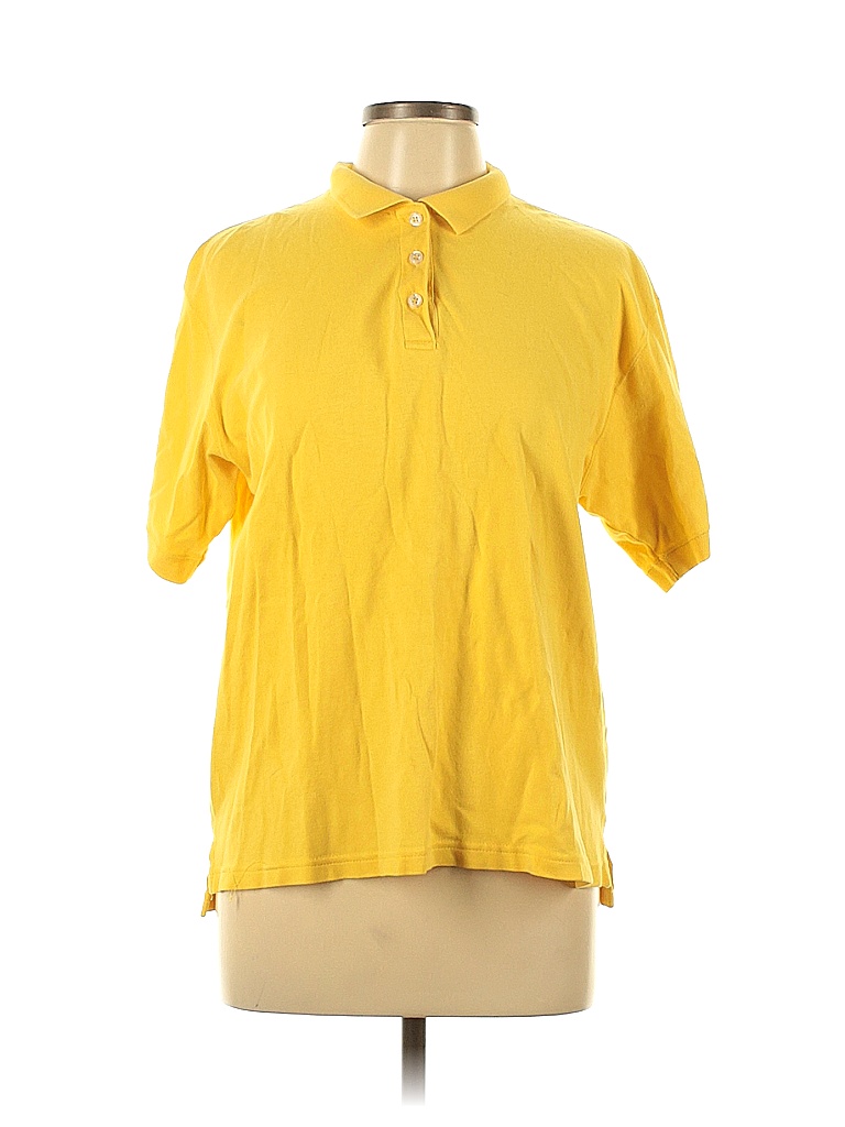 Hasting And Smith 100 Cotton Solid Yellow Short Sleeve Polo Size L 72