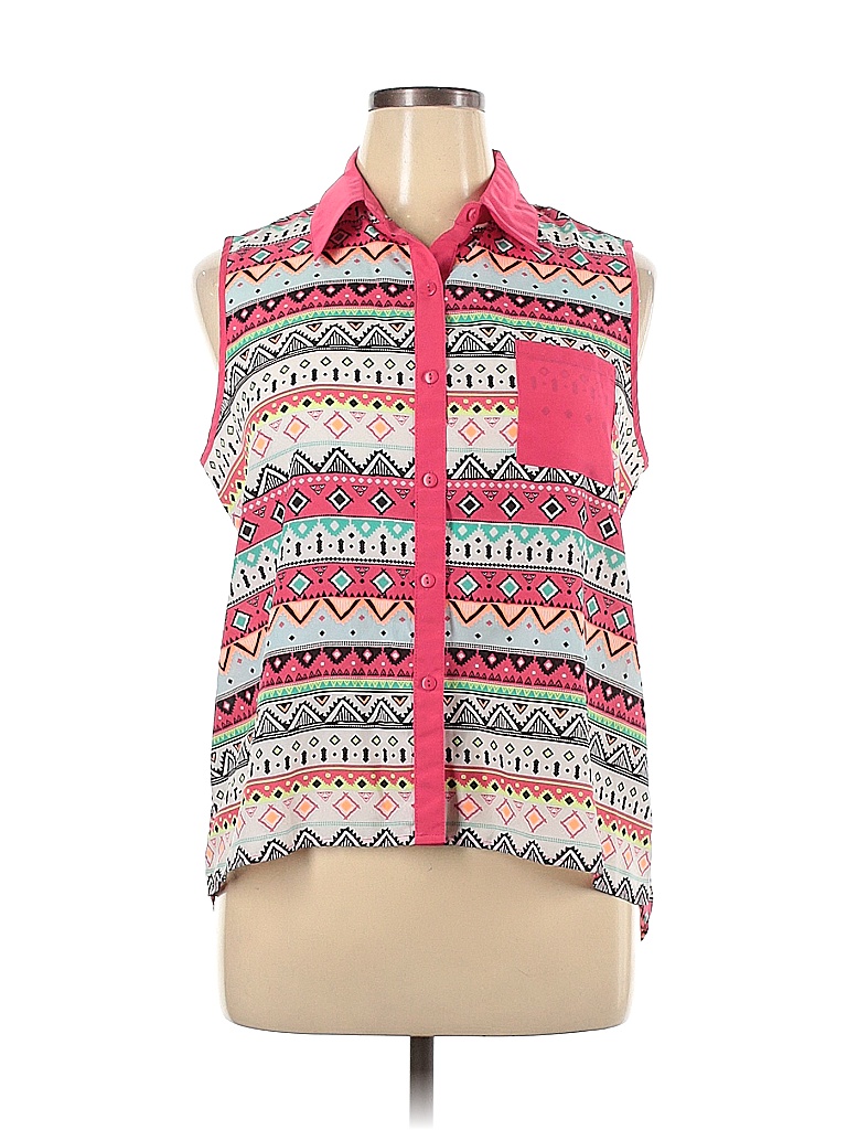 No Boundaries 100 Polyester Chevron Herringbone Color Block Pink