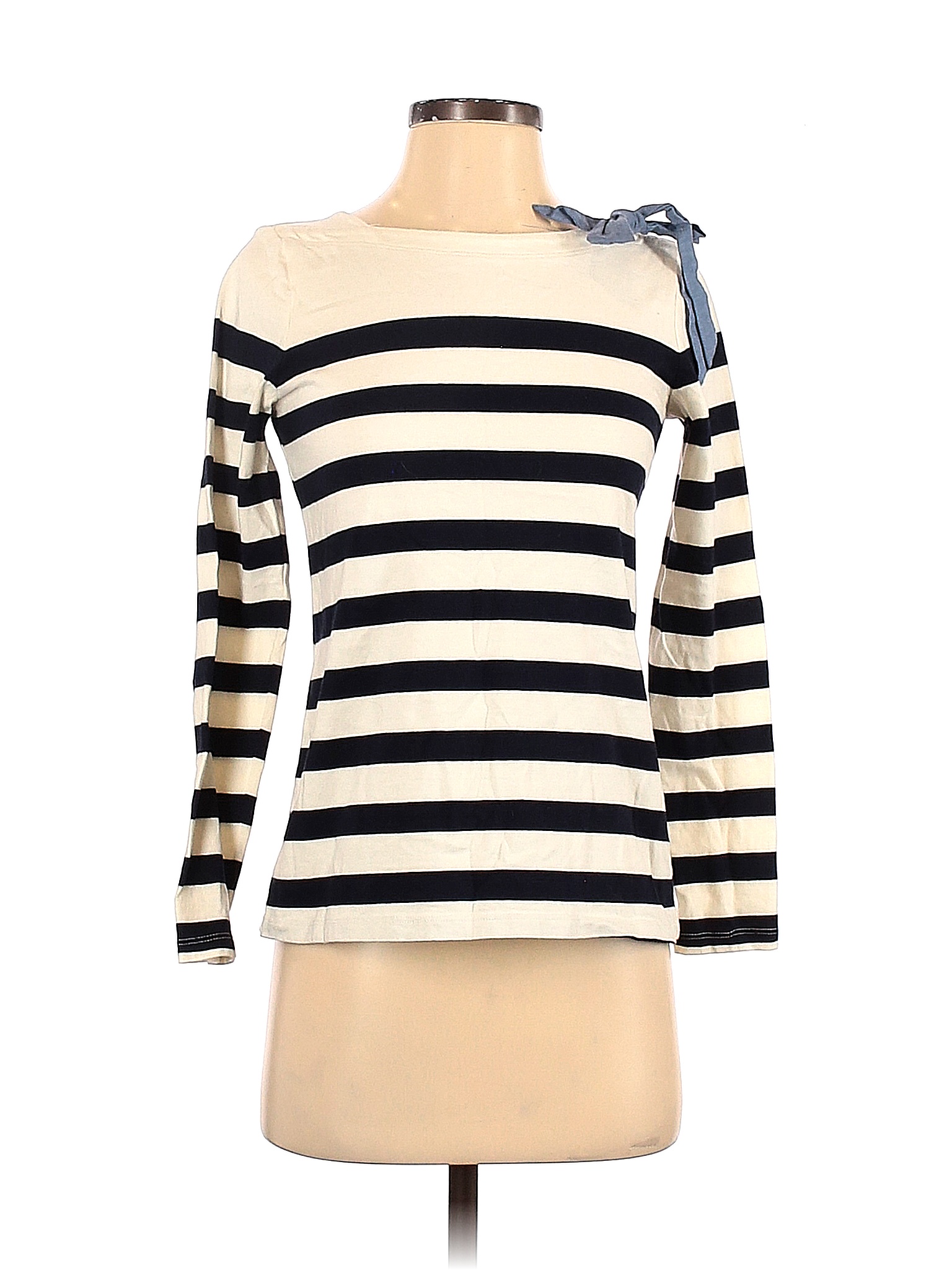 Talbots 100% Cotton Stripes Ivory Long Sleeve Top Size P - 93% off ...