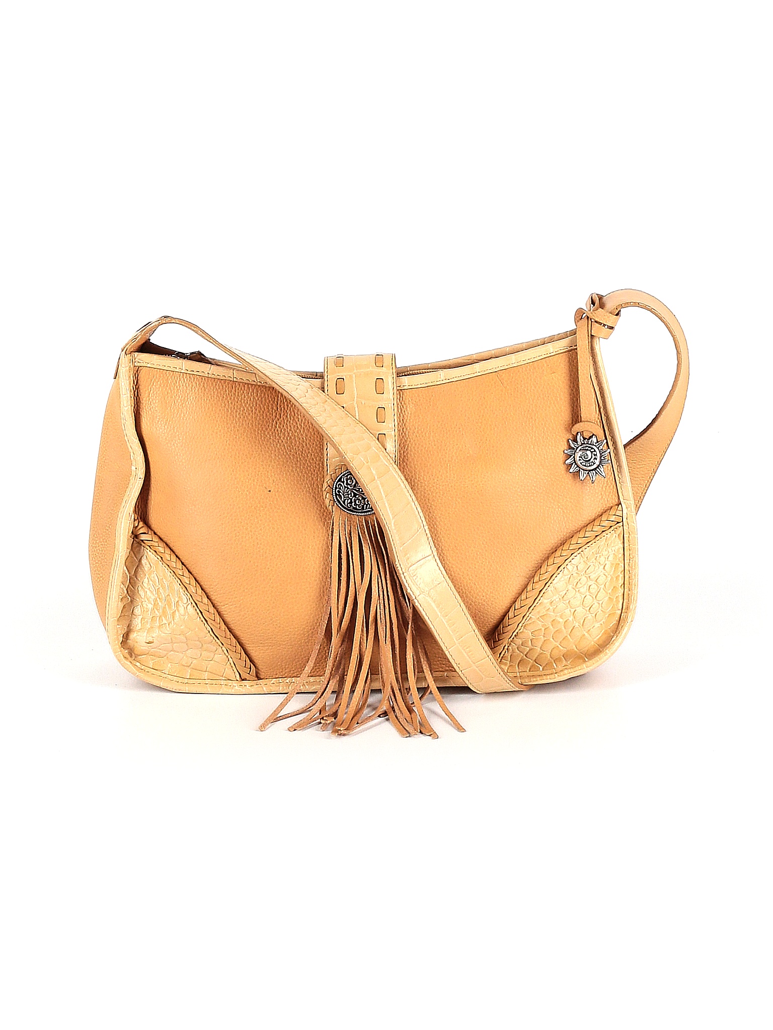 Assorted Brands 100% Leather Solid Yellow Tan Leather Shoulder Bag One ...