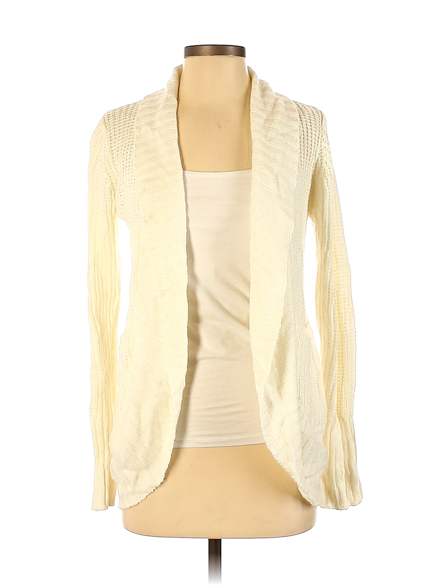 Jason Maxwell 100% Acrylic Solid Color Block Tan Ivory Cardigan Size S ...