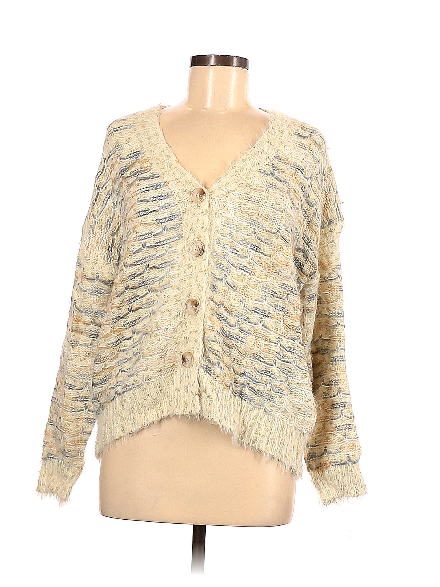 Pink Diamond Color Block Tan Ivory Cardigan Size S - 75% off | thredUP