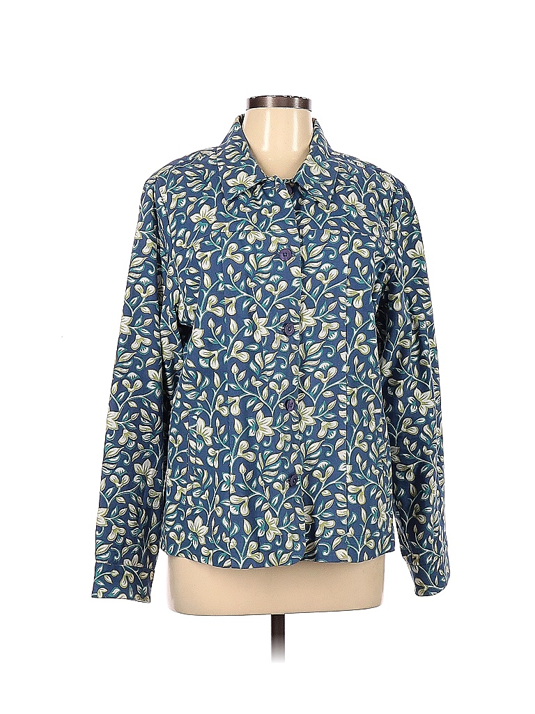 Appleseeds 100% Cotton Floral Blue Jacket Size L - 66% off | thredUP