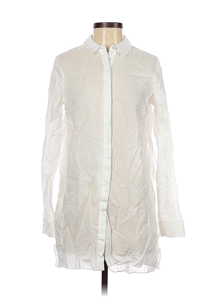 Cabi 100 Cotton Solid White Long Sleeve Button Down Shirt Size S 85