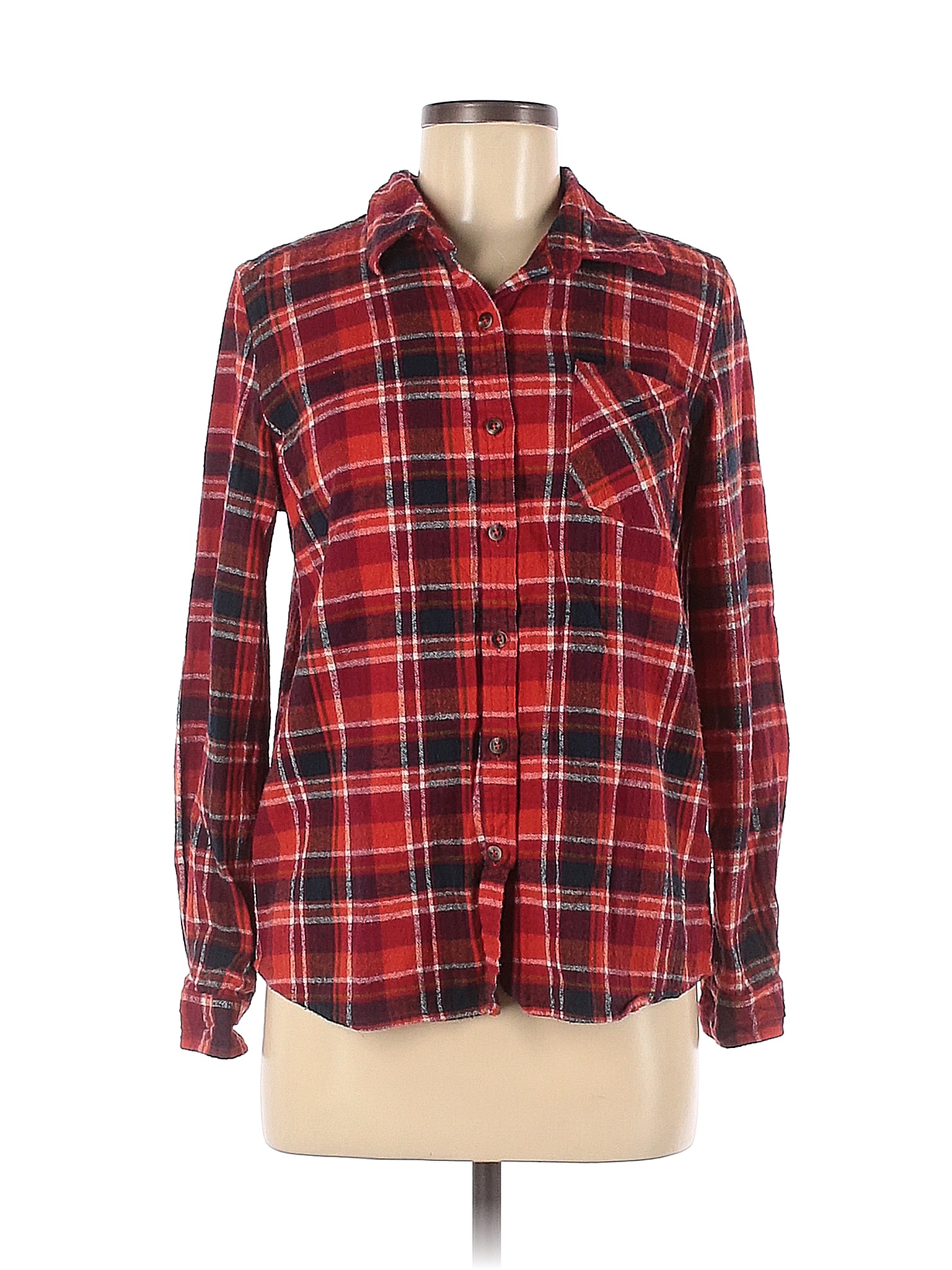 Natural Reflections 100 Cotton Orange Long Sleeve Button Down Shirt