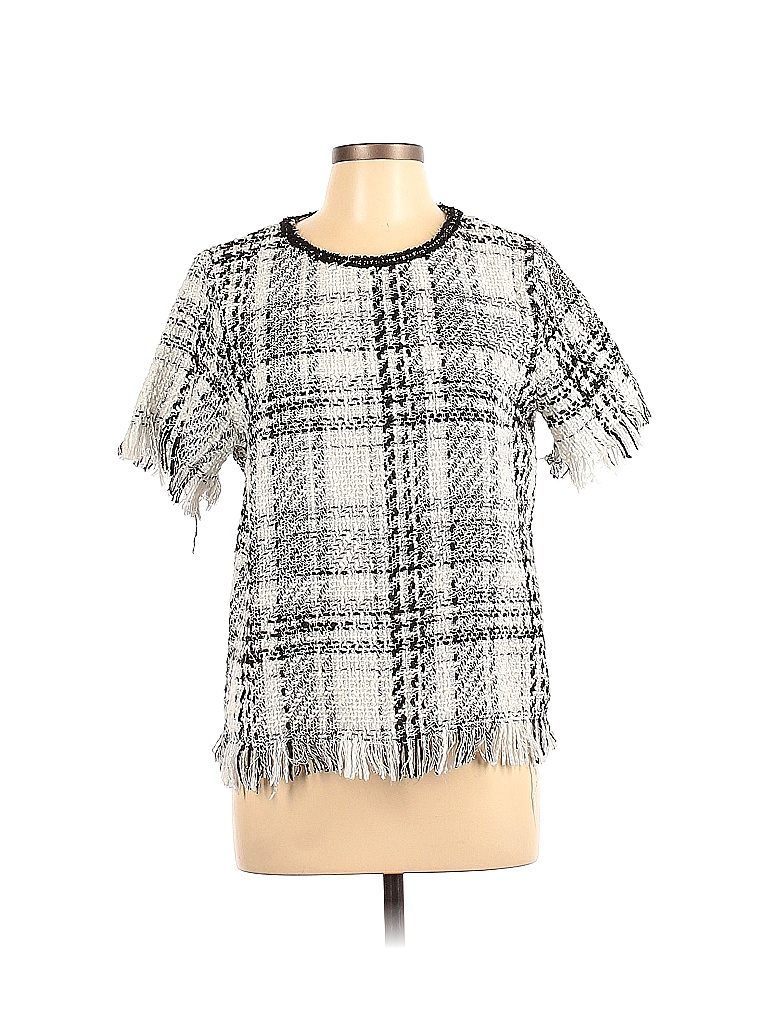 Shein 100 Polyester White Short Sleeve Blouse Size L 59 Off Thredup
