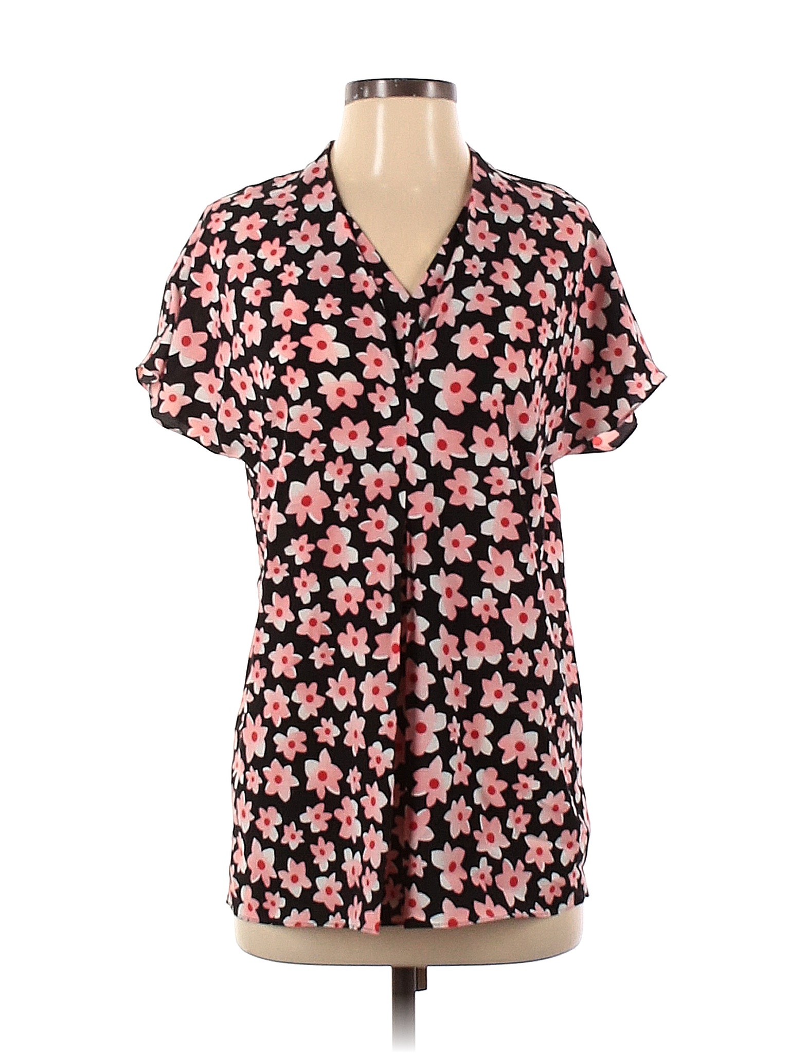 Cabi 100 Polyester Floral Black Short Sleeve Blouse Size Xs 90 Off