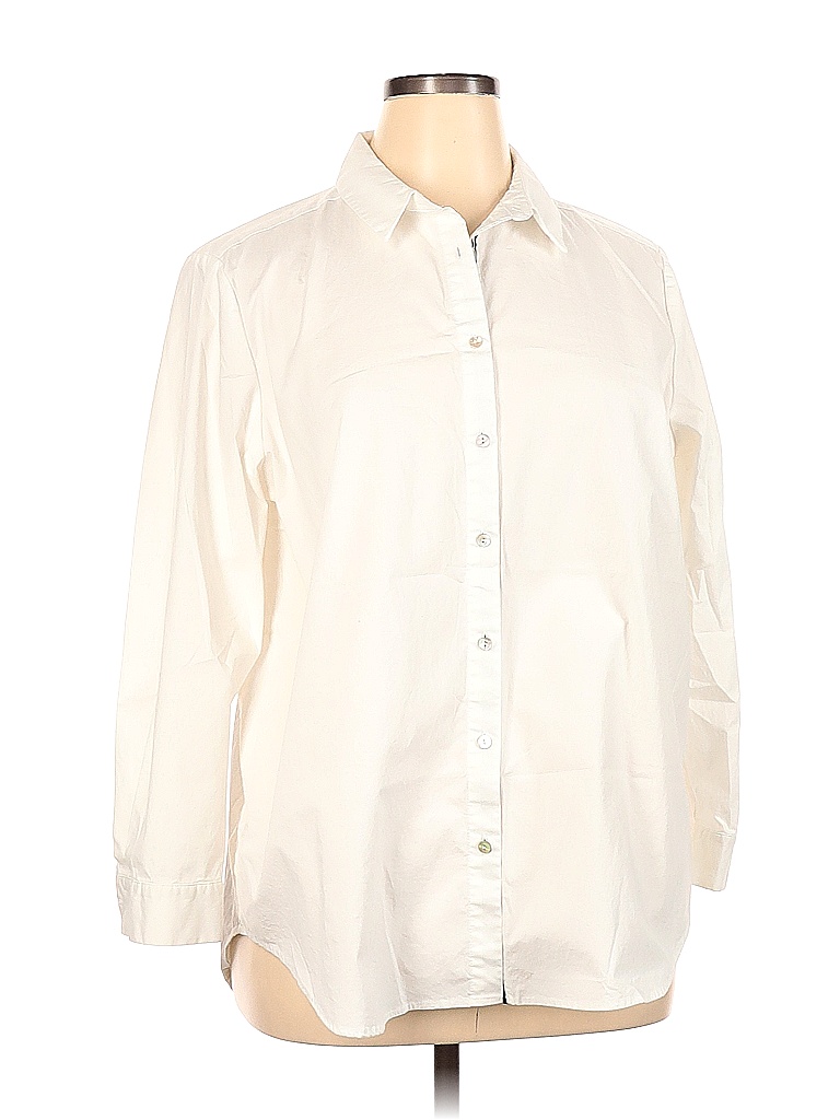 Jane and Delancey Solid Ivory White Long Sleeve Button-Down Shirt Size 1X (Plus) - 58% off | thredUP