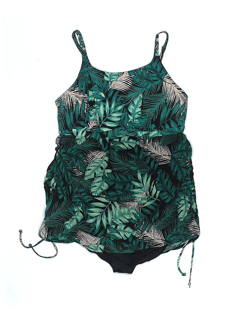 Swim By Cacique Tropical Green One Piece Swimsuit Size 18 Plus 60