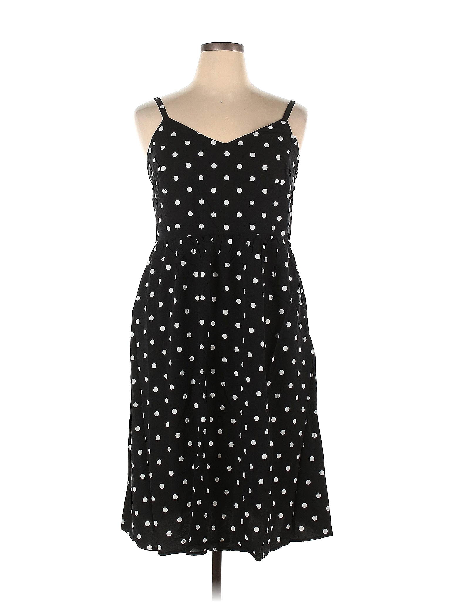 Old Navy 100 Rayon Polka Dots Black Casual Dress Size Xl 50 Off