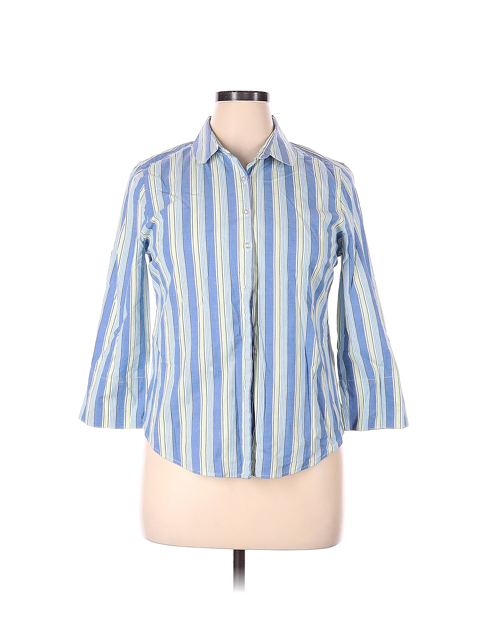 Kim Rogers Stripes Blue Long Sleeve Button-Down Shirt Size XL - 61% off | thredUP
