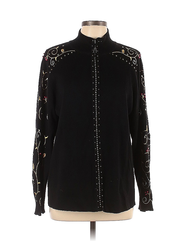 Quacker Factory Solid Black Cardigan Size L - 77% off | thredUP