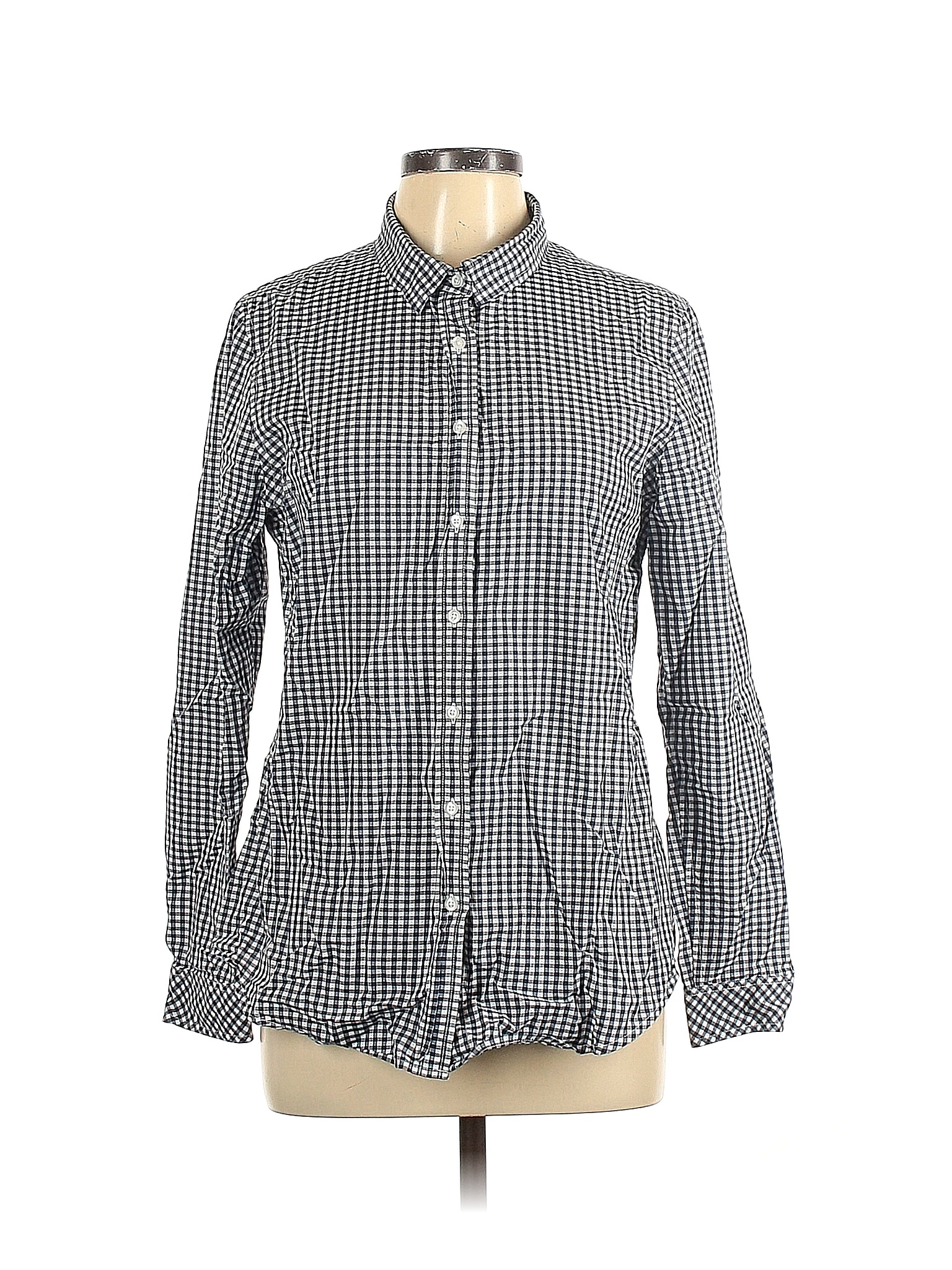 Pendleton 100 Cotton Checkered Gingham Blue Long Sleeve Button Down
