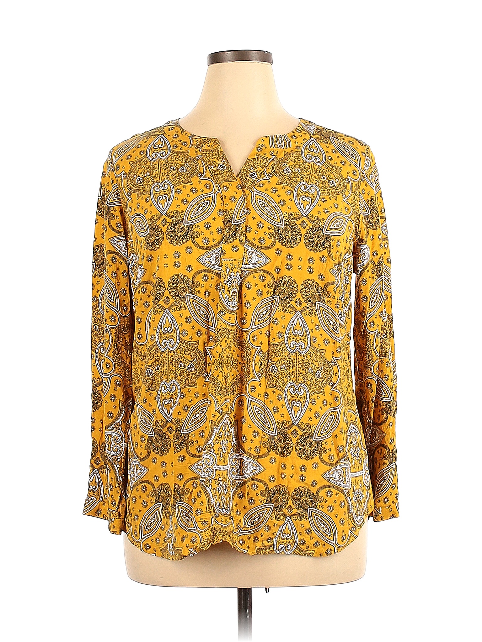 Talbots 100 Rayon Yellow Long Sleeve Blouse Size 2x Plus 69 Off