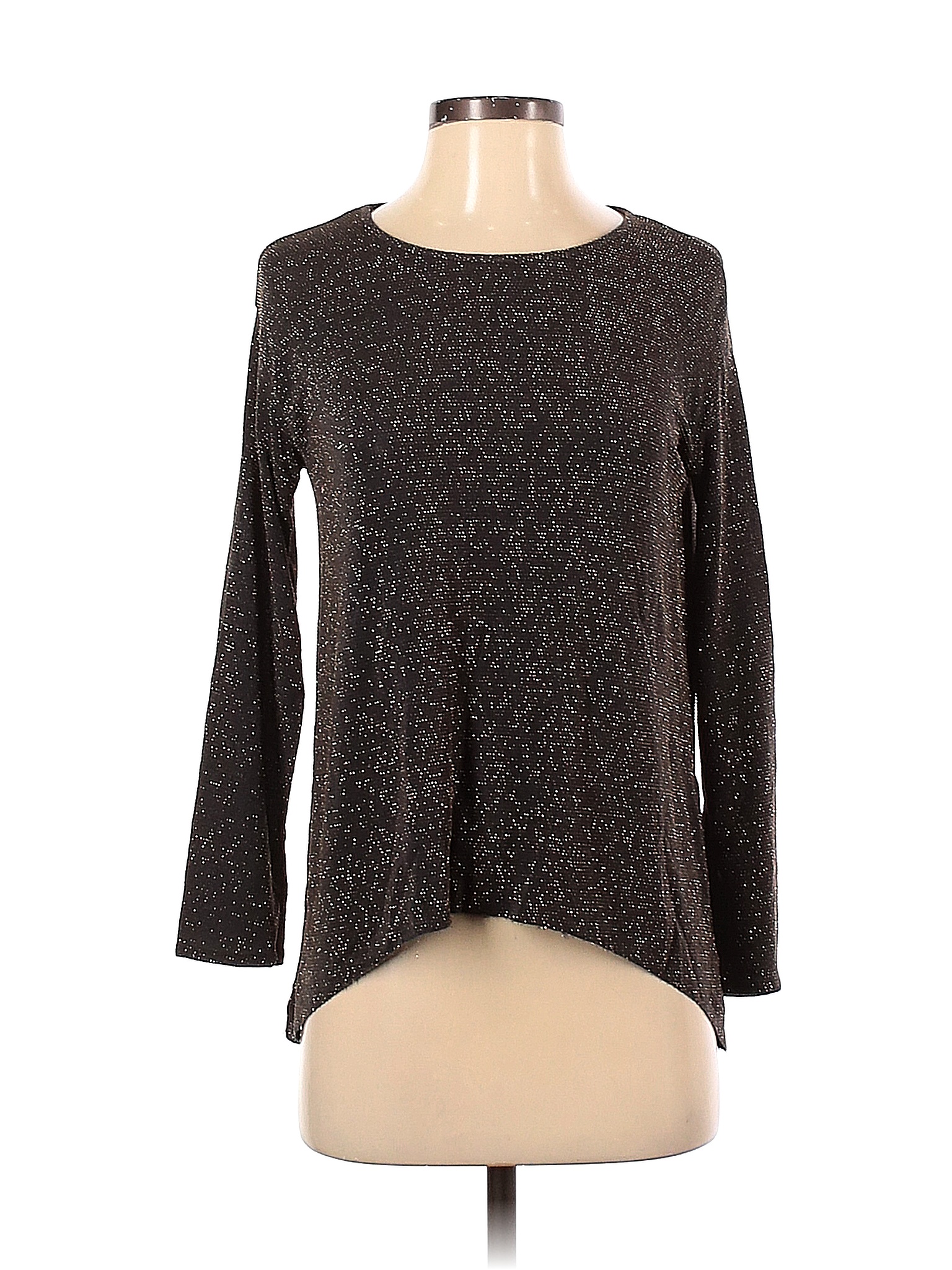 Zara W&B Collection Color Block Polka Dots Gold Long Sleeve Top Size S ...