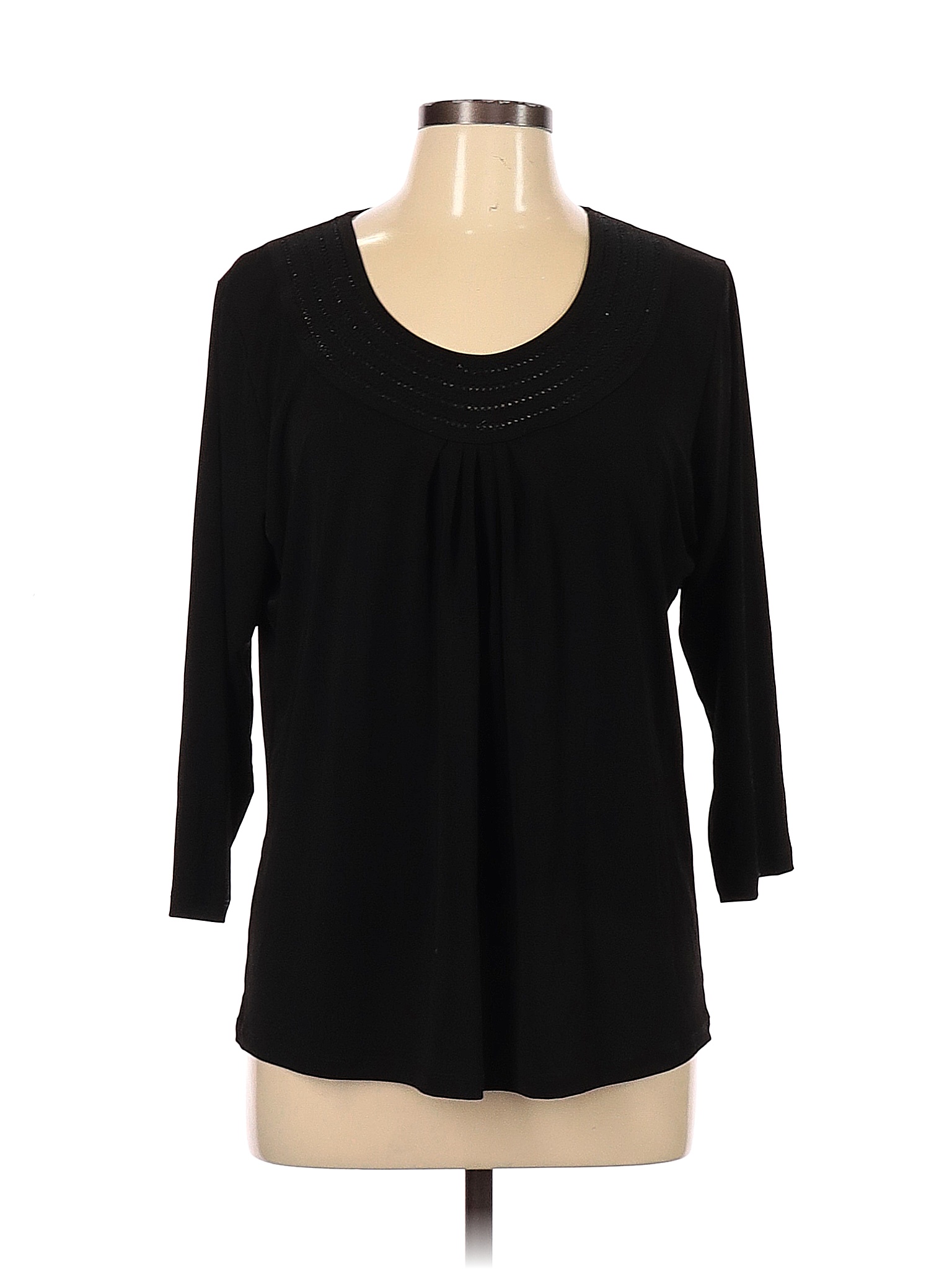 Susan Graver Solid Black 3 4 Sleeve Top Size L 66 Off Thredup