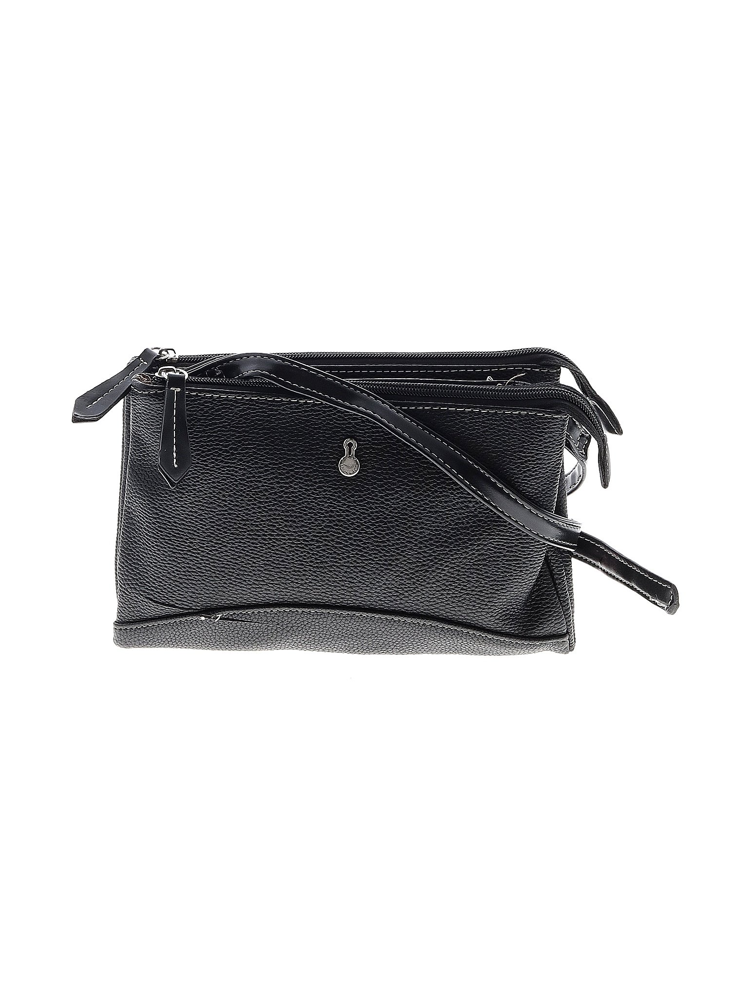 London Fog 100% Leather Solid Black Leather Crossbody Bag One Size - 79 ...