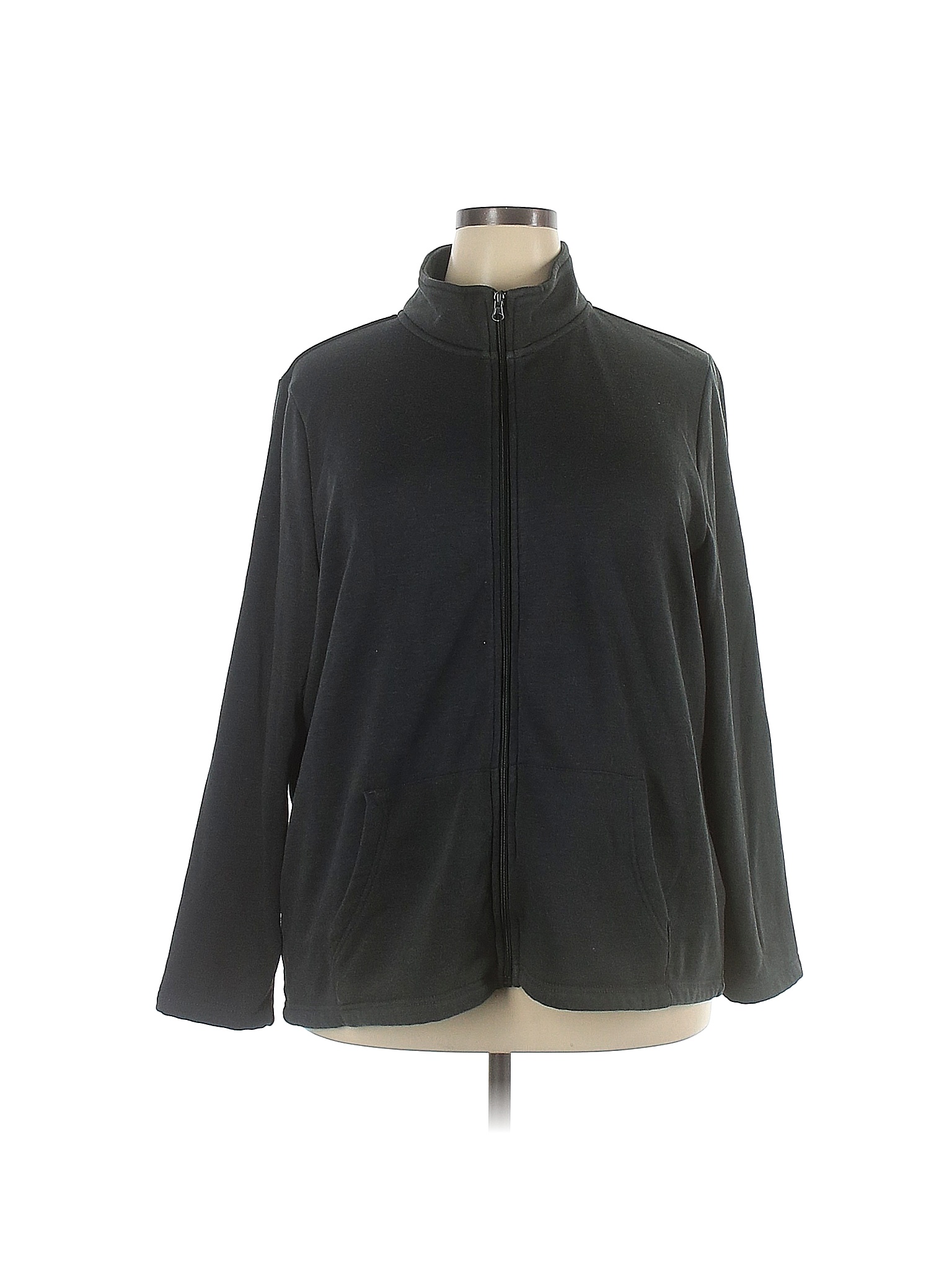 Basic Editions Solid Black Gray Jacket Size XXL - 60% off | thredUP