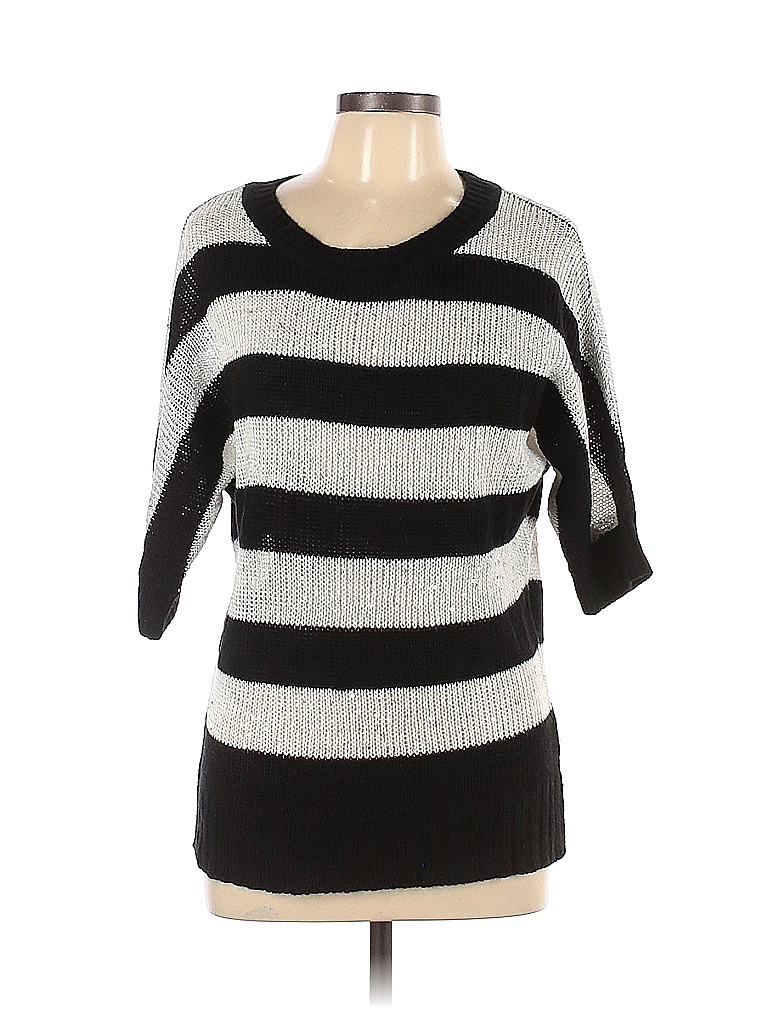 AB Studio Stripes Black Pullover Sweater Size L - 60% off | thredUP