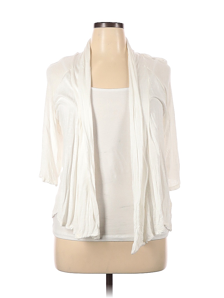 AB Studio Solid White Cardigan Size XL - 65% off | thredUP