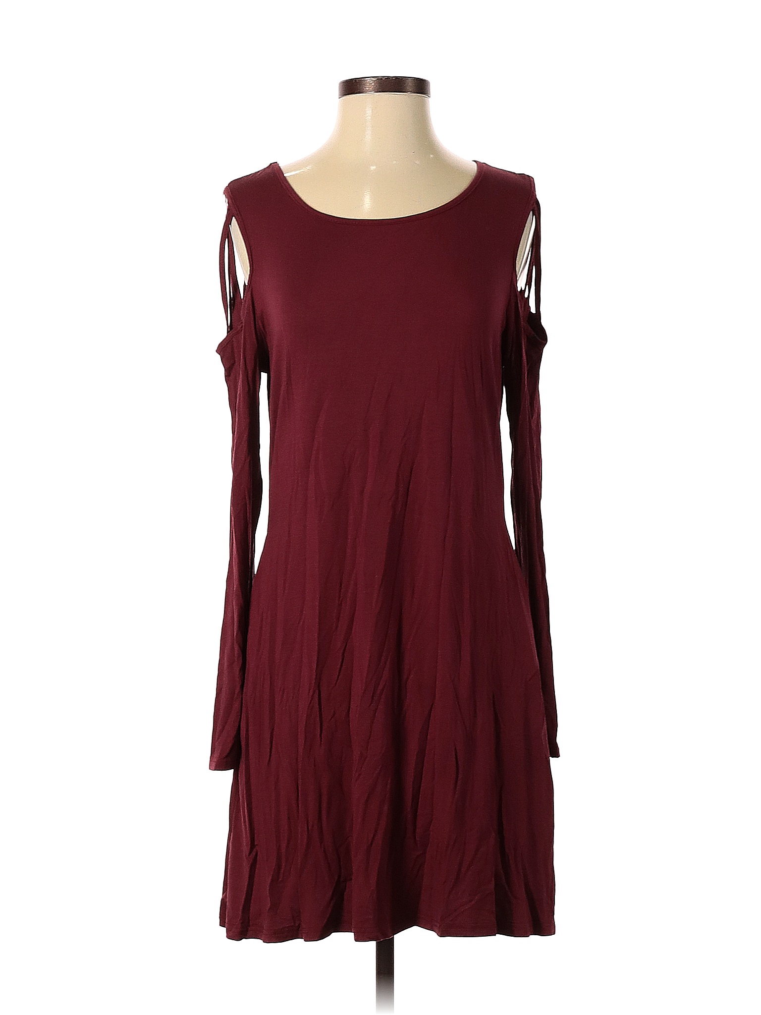 Thanth 100 Cotton Solid Colored Burgundy Casual Dress Size S 81 Off