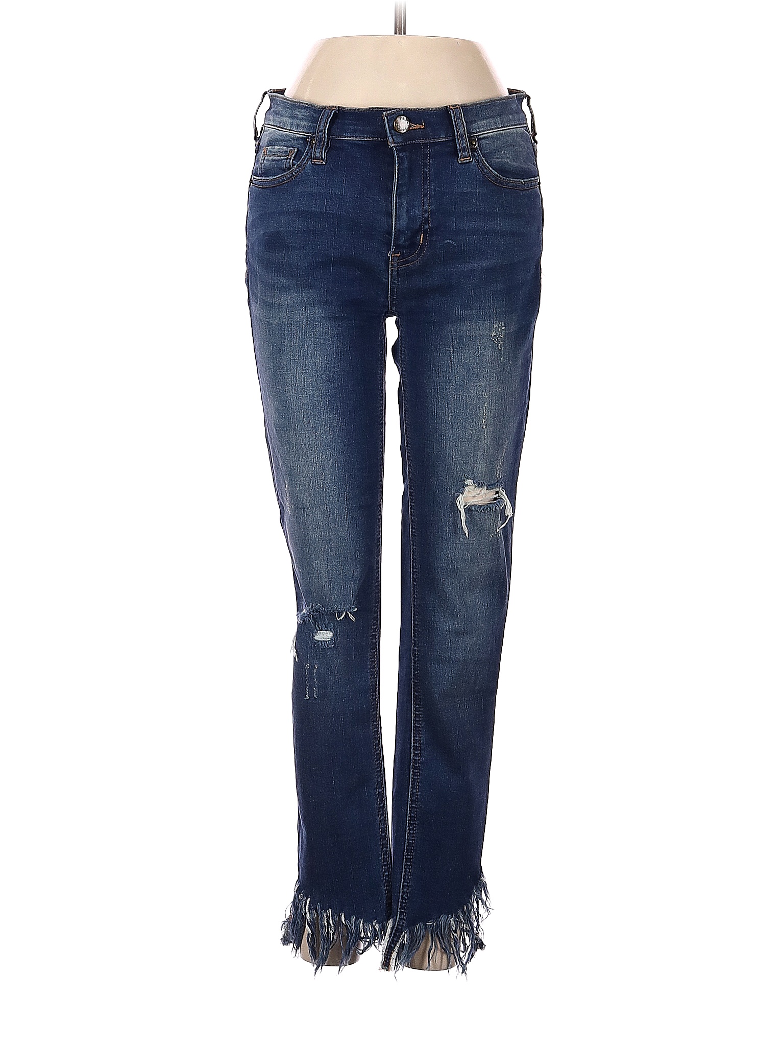 Free People Solid Blue Jeans 25 Waist - 85% off | thredUP