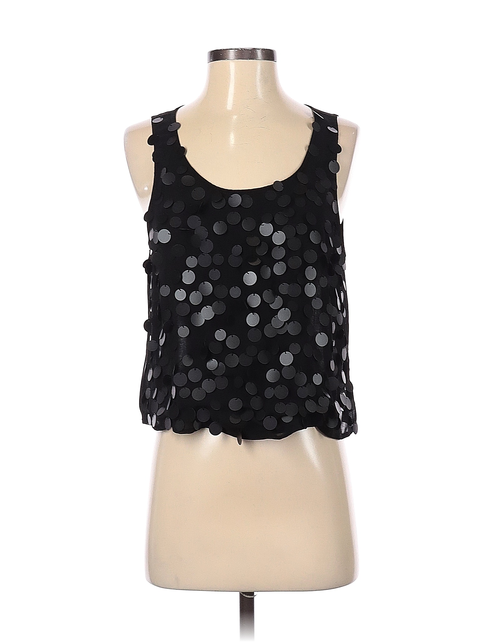 Xxi 100 Polyester Polka Dots Black Sleeveless Blouse Size S 59 Off