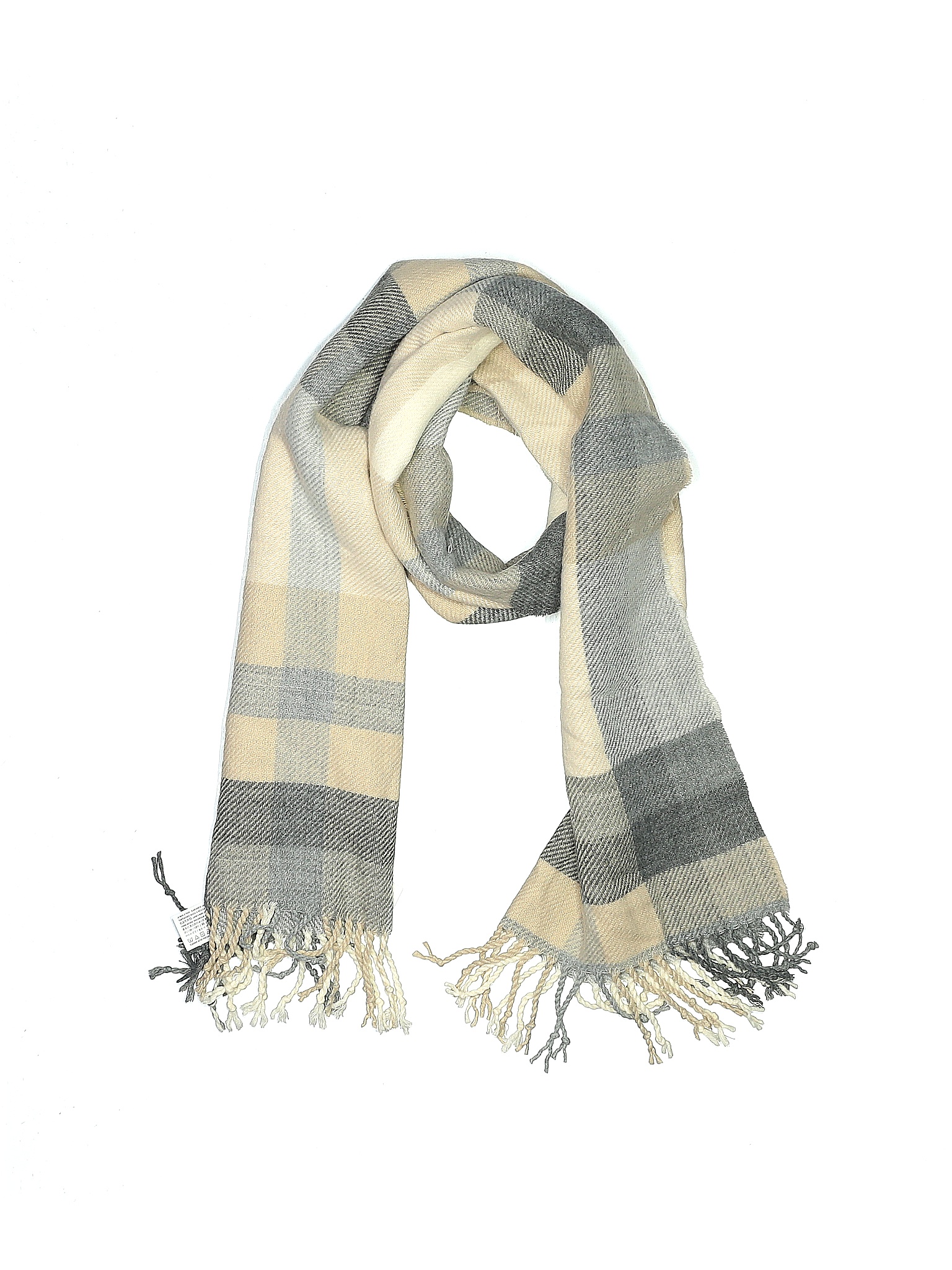 Abercrombie & Fitch 100% Acrylic Checkered-gingham Gray Scarf One Size ...